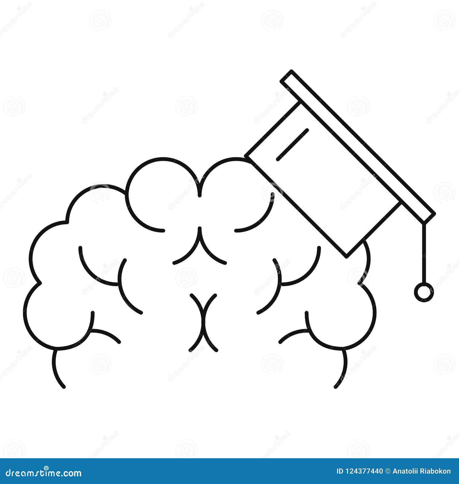 Brain Graduated Icon, Outline Style Stock Illustration - Illustration ...