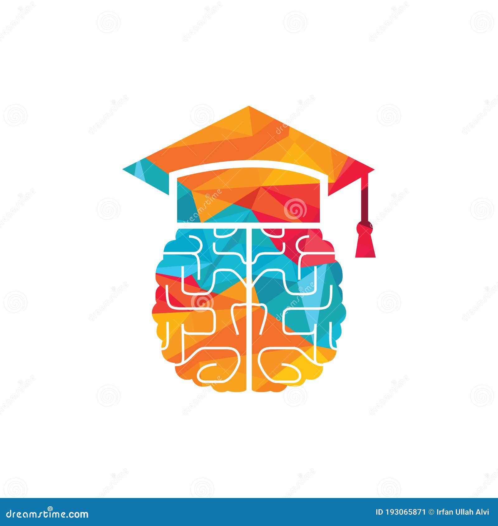 Brain and Graduation Cap Icon Design. Stock Vector - Illustration of ...