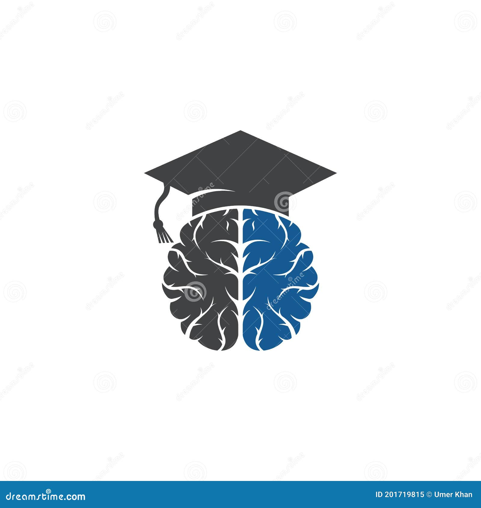 Brain and Graduation Cap Icon Design. Stock Vector - Illustration of ...