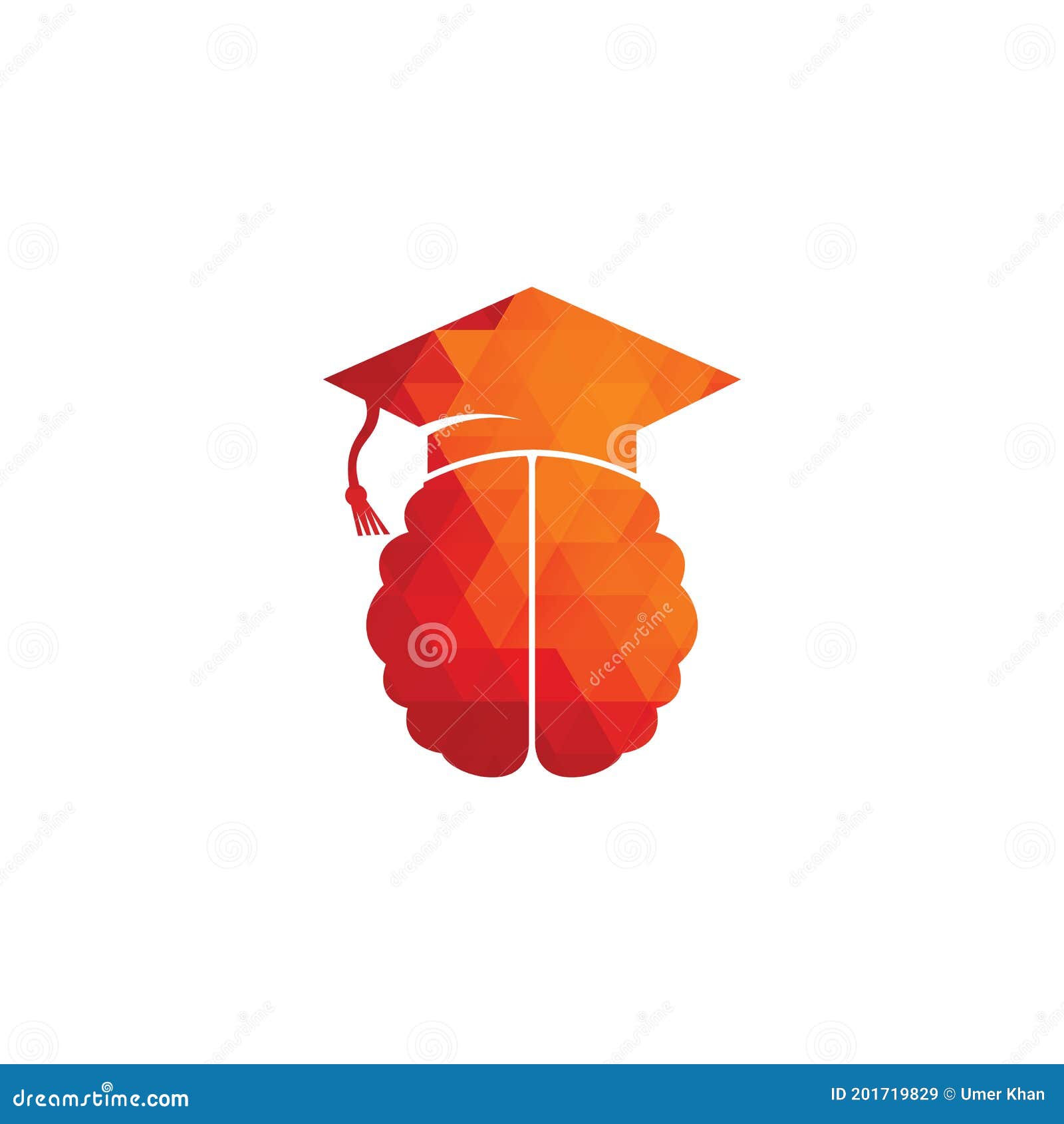 Brain and Graduation Cap Icon Design. Stock Vector - Illustration of ...