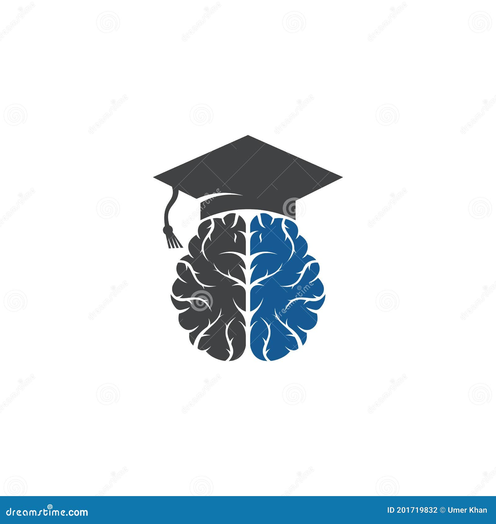Brain and Graduation Cap Icon Design. Stock Vector - Illustration of ...