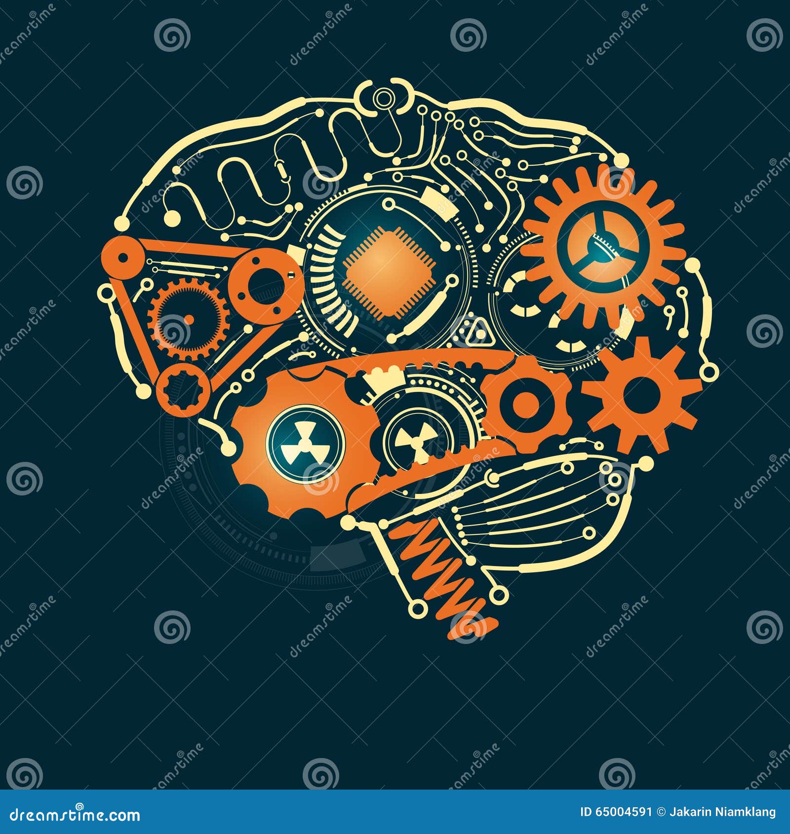 The brain stock vector. Illustration of board, mechanical - 65004591