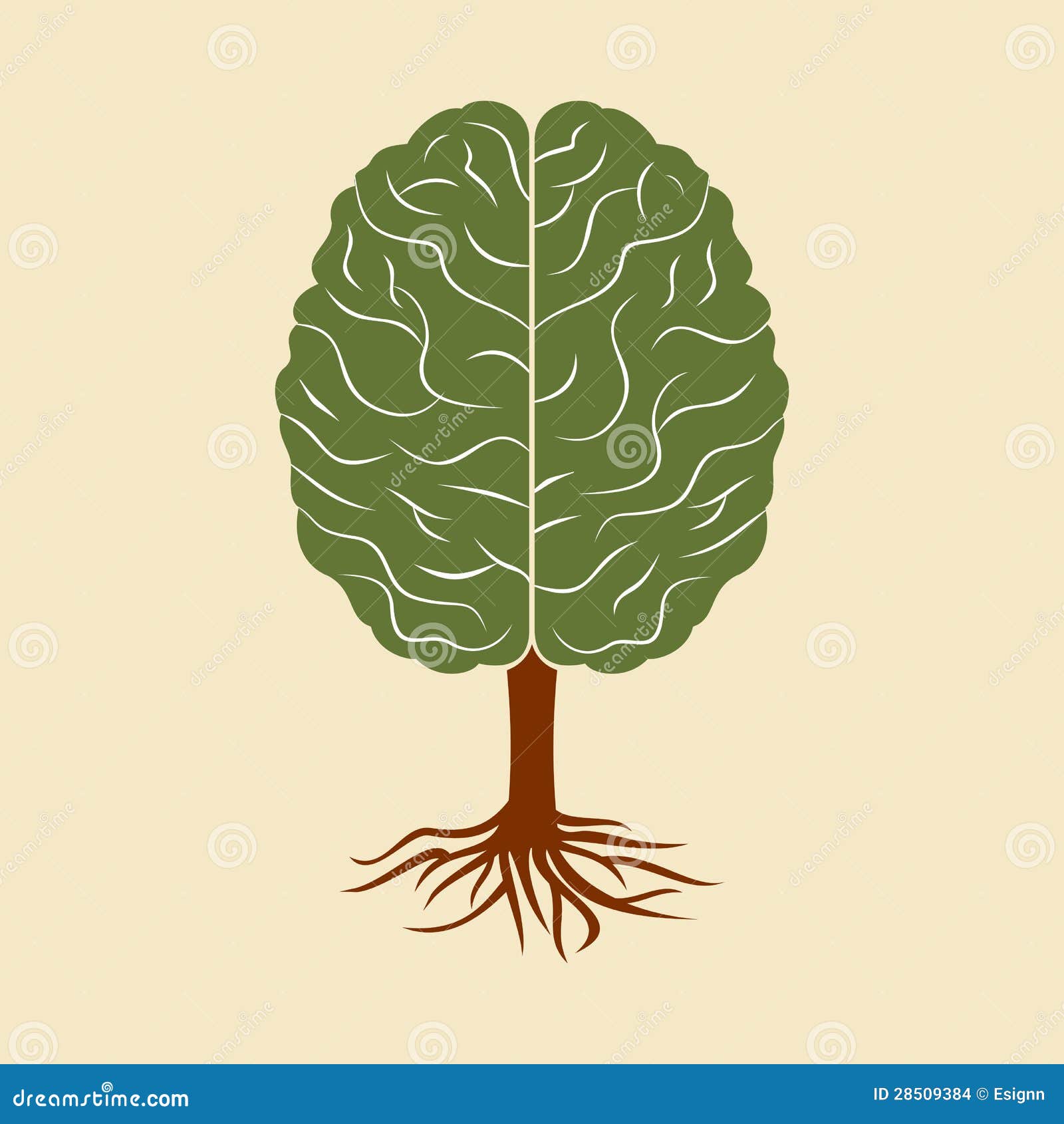 A Brain Growing in the Shape of Tree Stock Vector - Illustration of ...