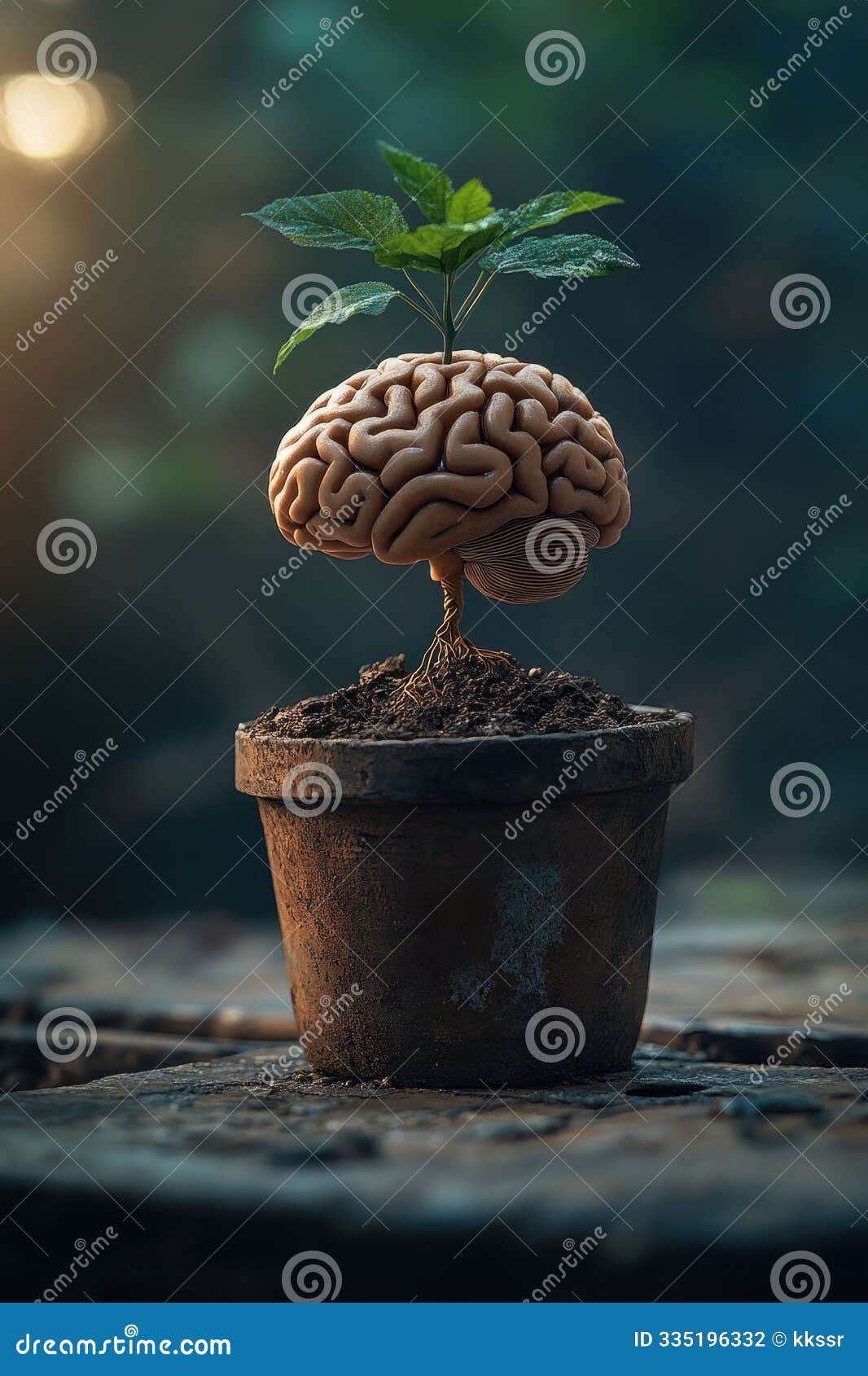 Brain Growth, a Creative Image of a Brain Growing Out of a Pot ...