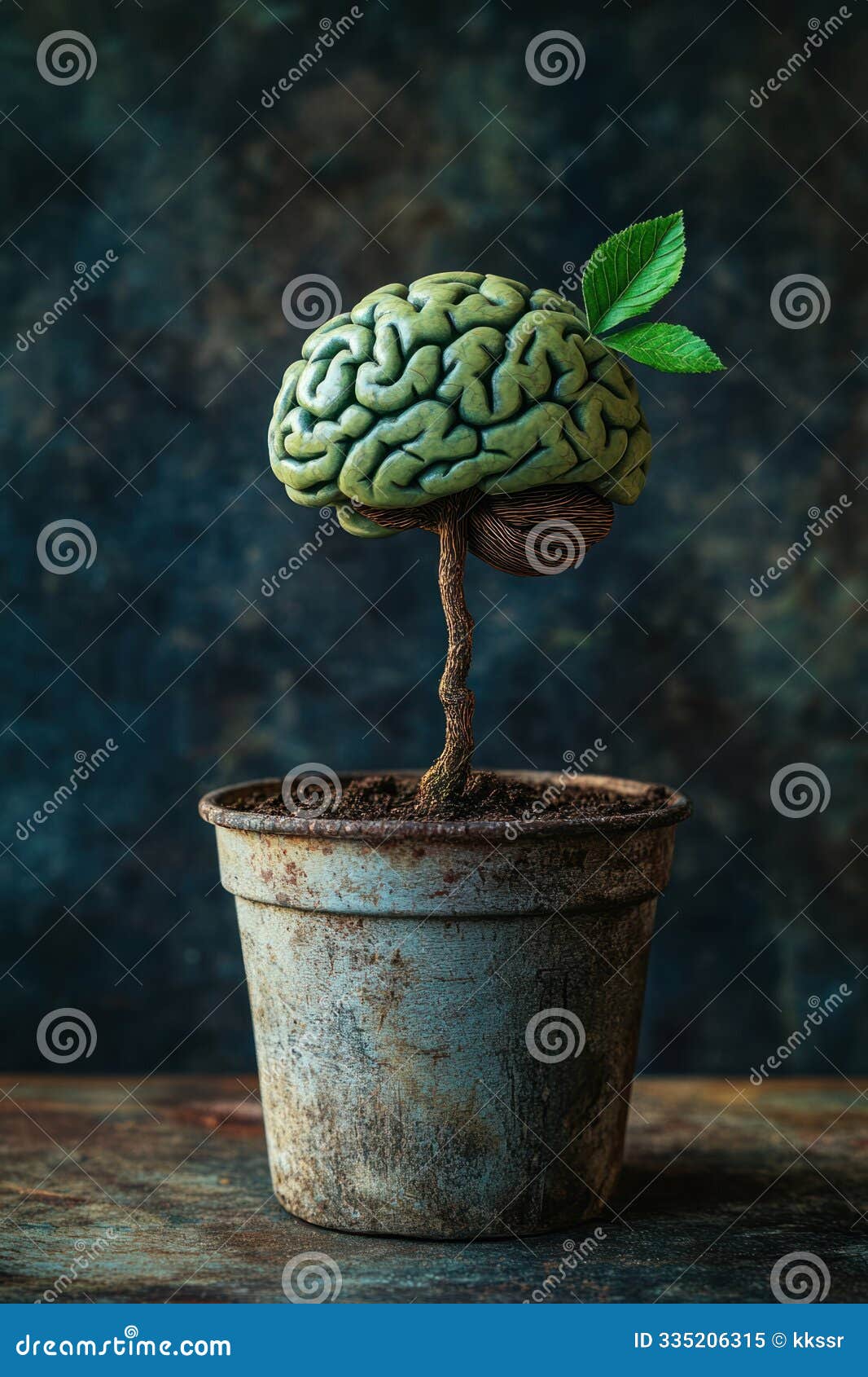 Brain Growth, a Creative Image of a Brain Growing Out of a Pot ...