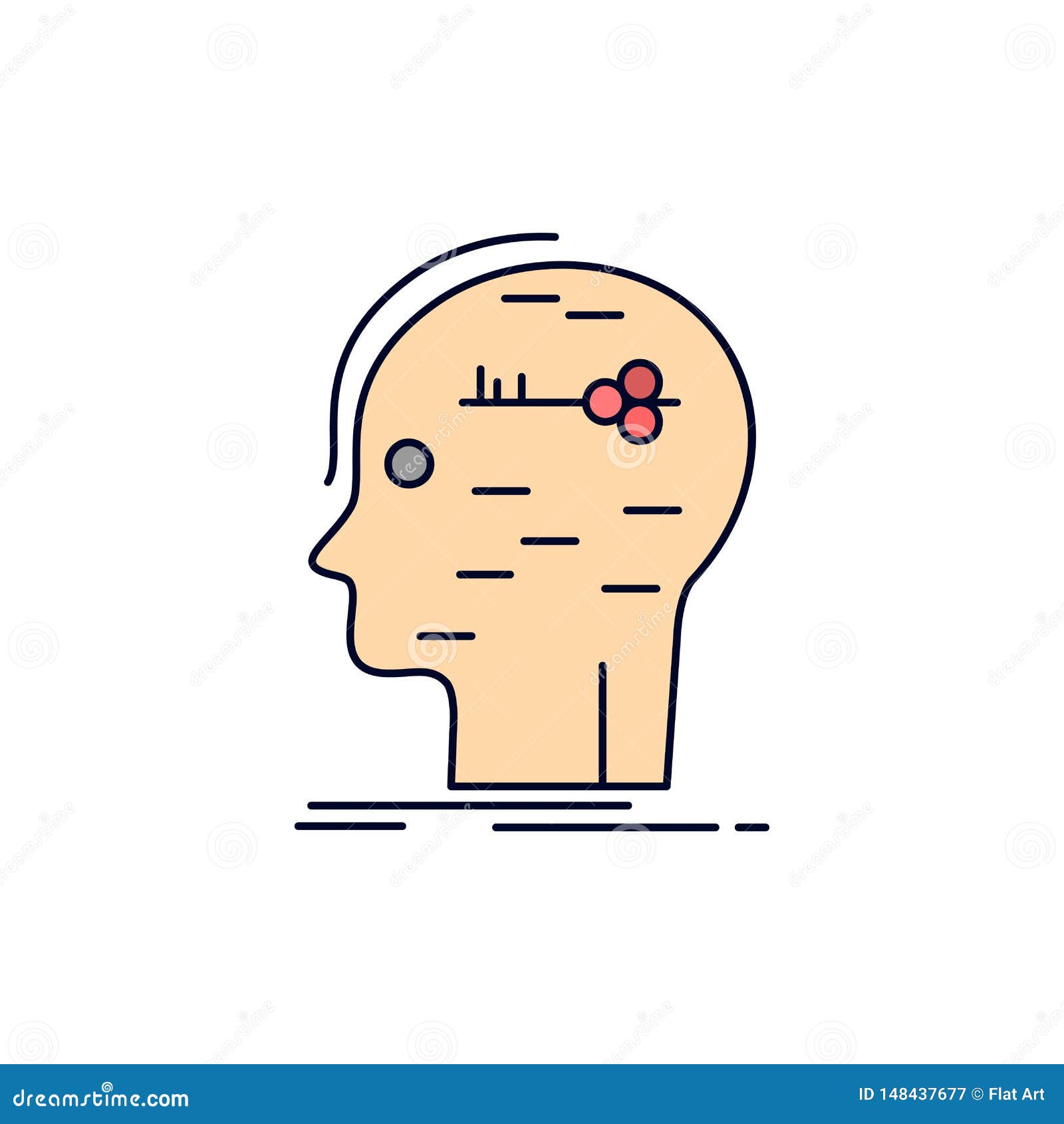 Brain, Hack, Hacking, Key, Mind Flat Color Icon Vector Stock Vector ...