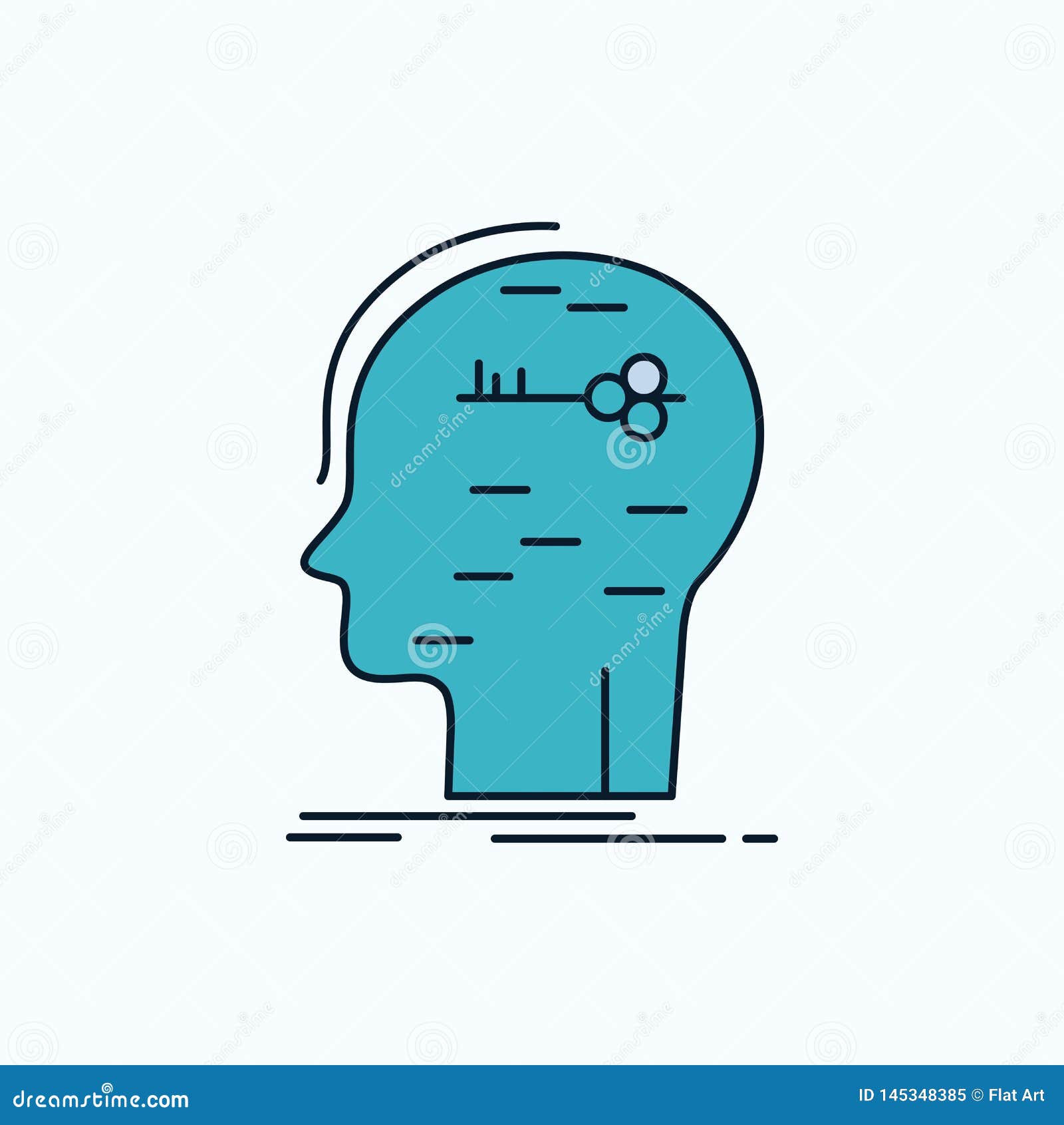 Brain, Hack, Hacking, Key, Mind Flat Icon. Green and Yellow Sign and ...