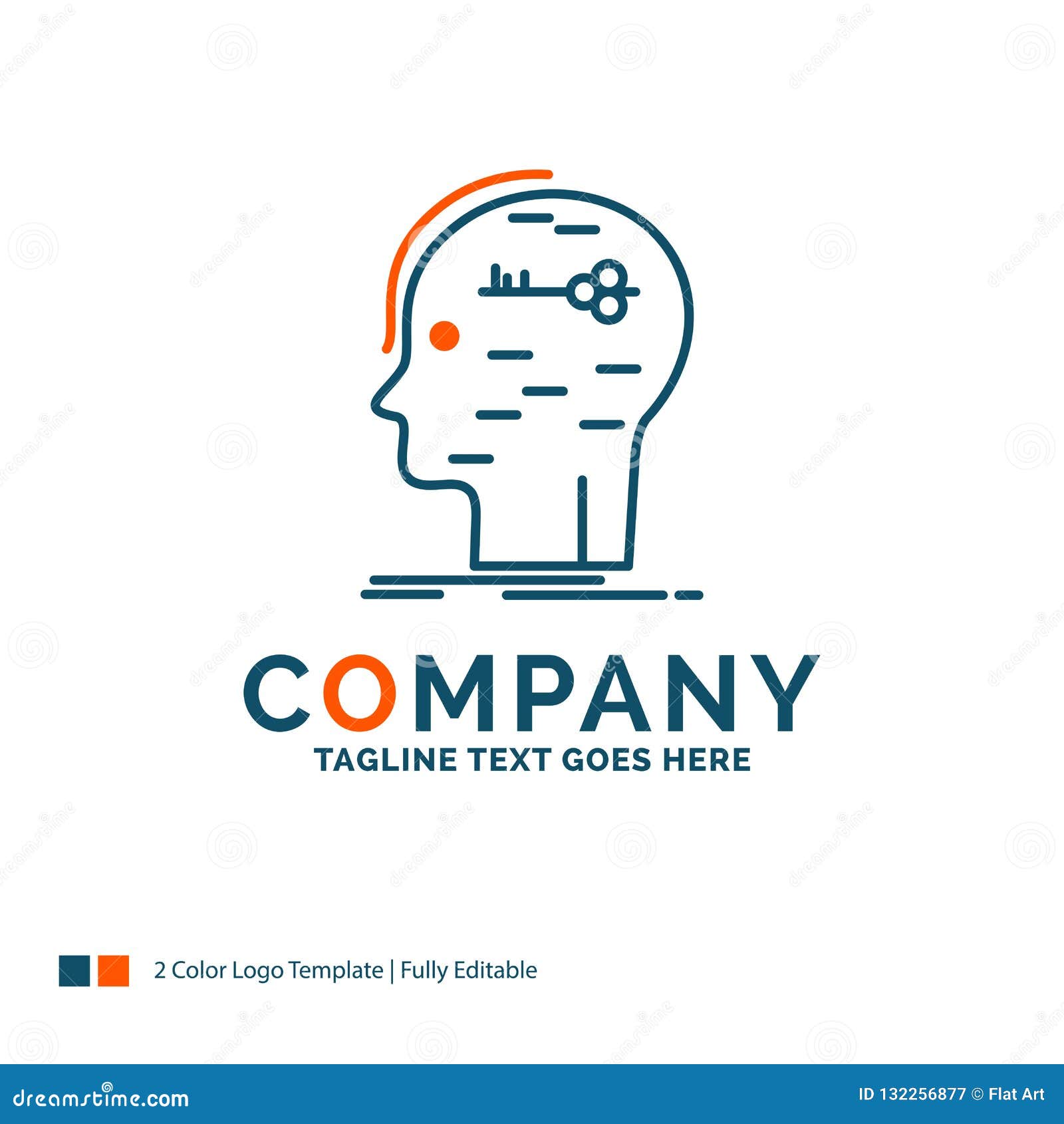 Brain, Hack, Hacking, Key, Mind Logo Design. Blue and Orange Bra Stock ...