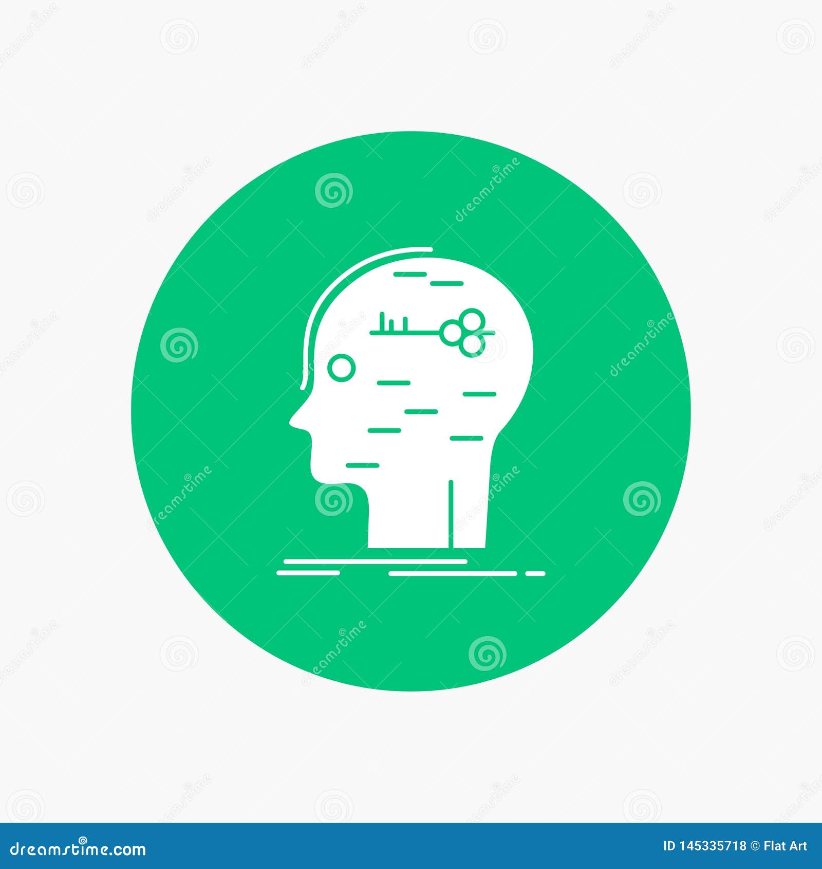 Brain, Hack, Hacking, Key, Mind White Glyph Icon in Circle. Vector ...