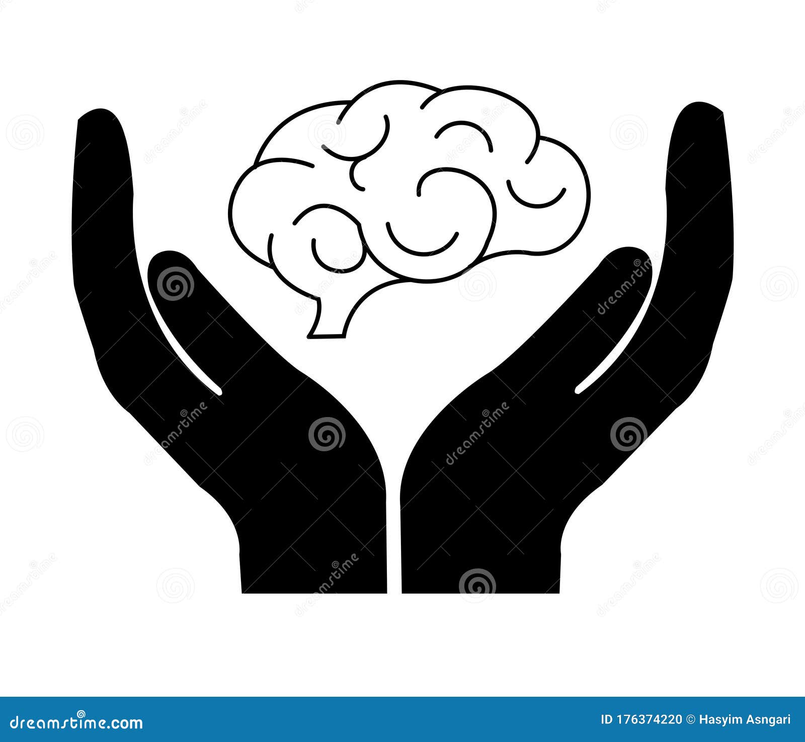 Brain in Hand. Brain Care Icon Vector Stock Vector - Illustration of ...