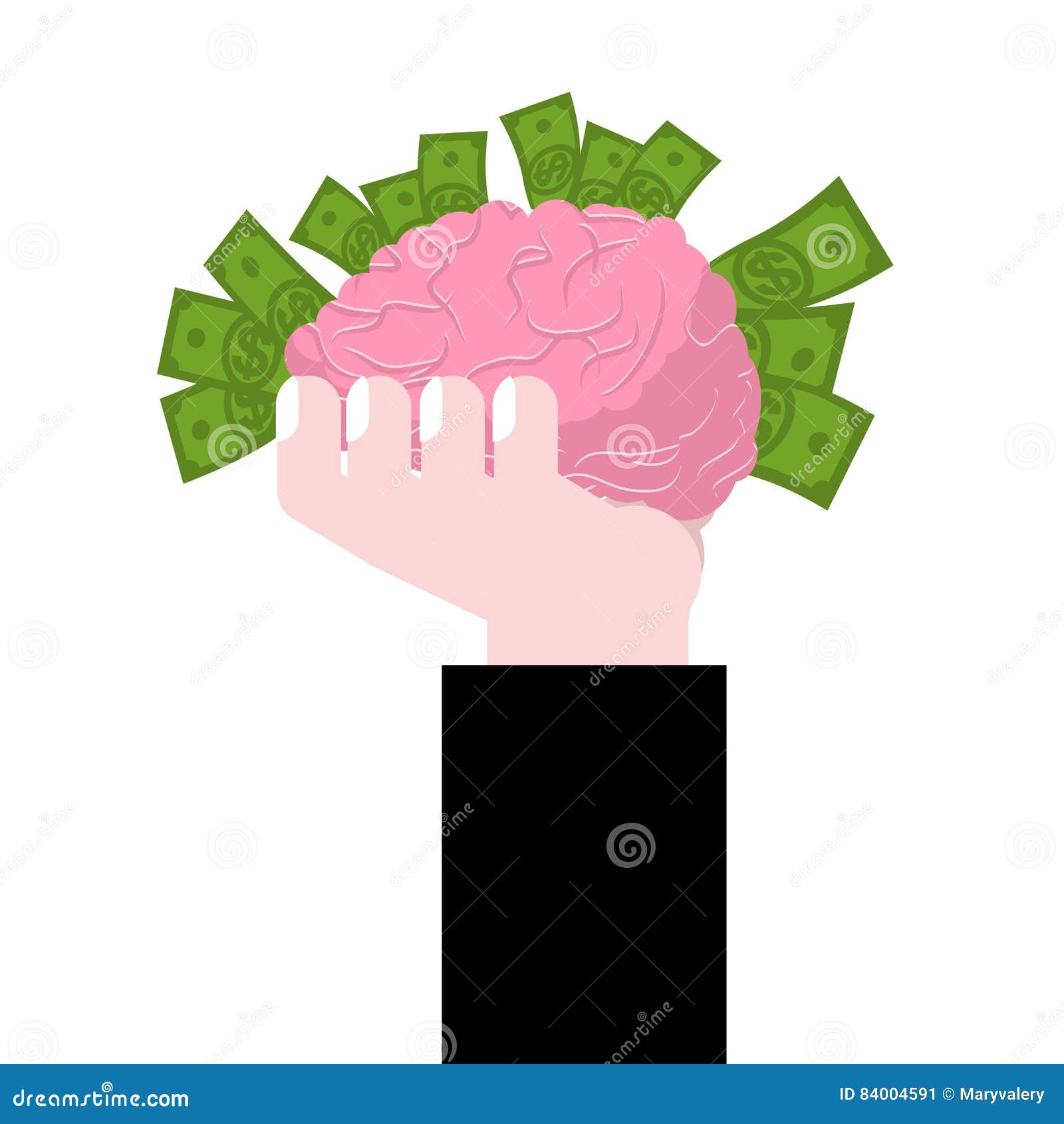 Brain in Hand. Human Brains and Money Stock Vector - Illustration of ...