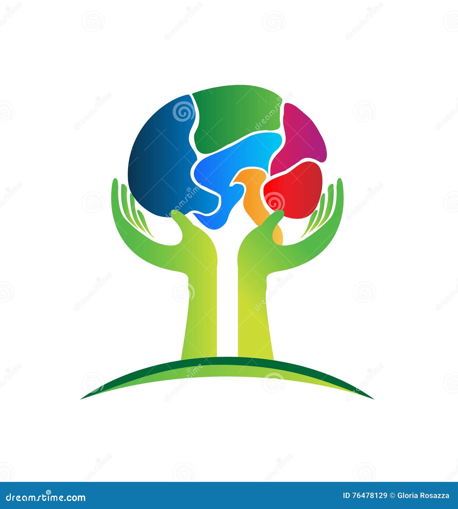Hands Care Human Brain And Knowledge For Logo Design Stock Illustration ...