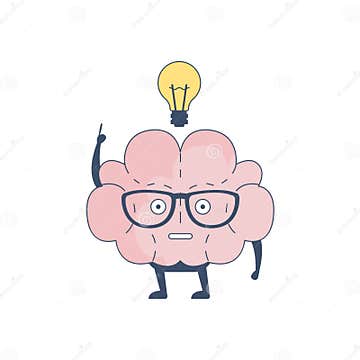 Brain Has and Idea Comic Character Representing Intellect and ...