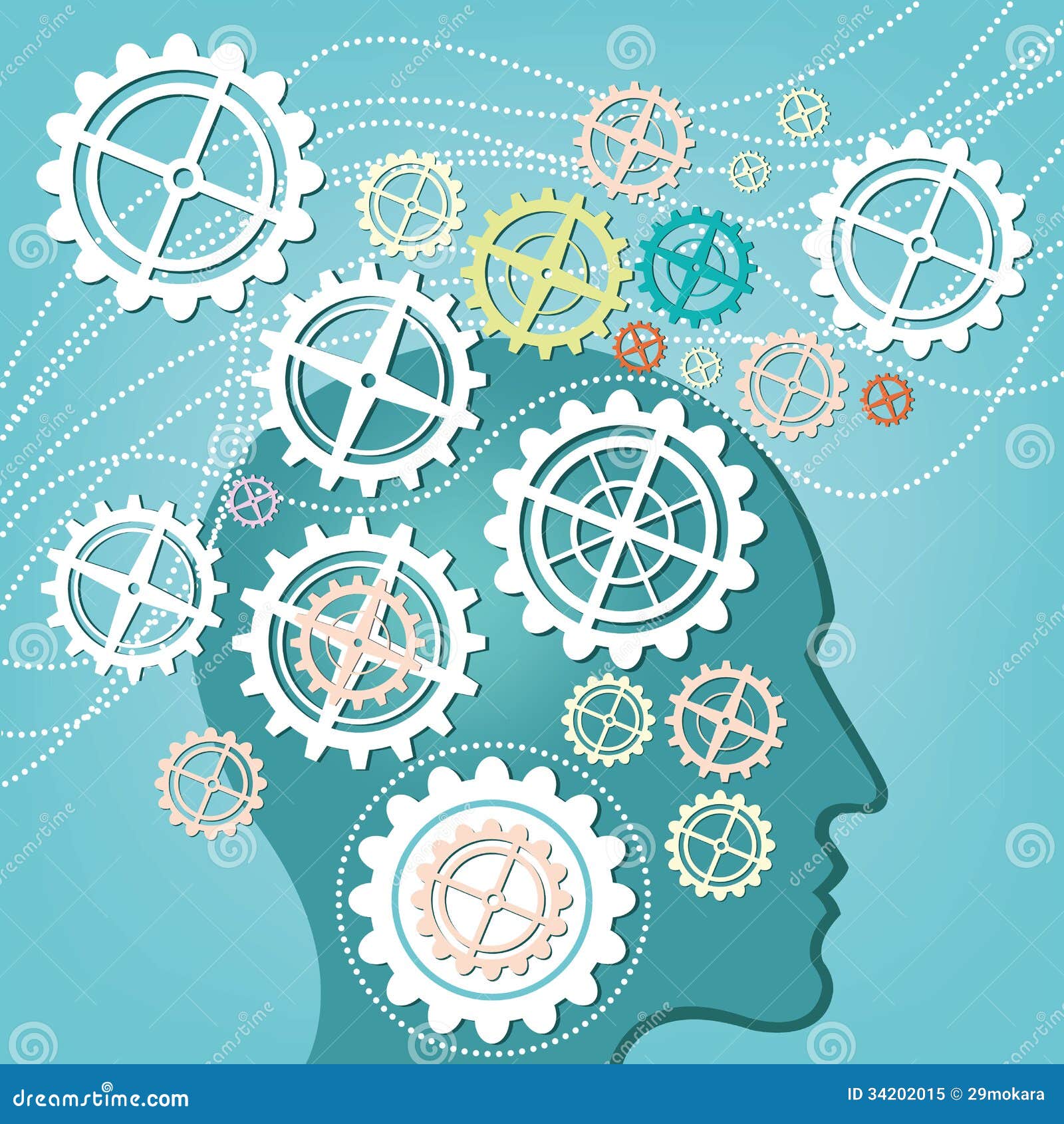Brain of Head and Gear Concept Stock Vector - Illustration of design ...
