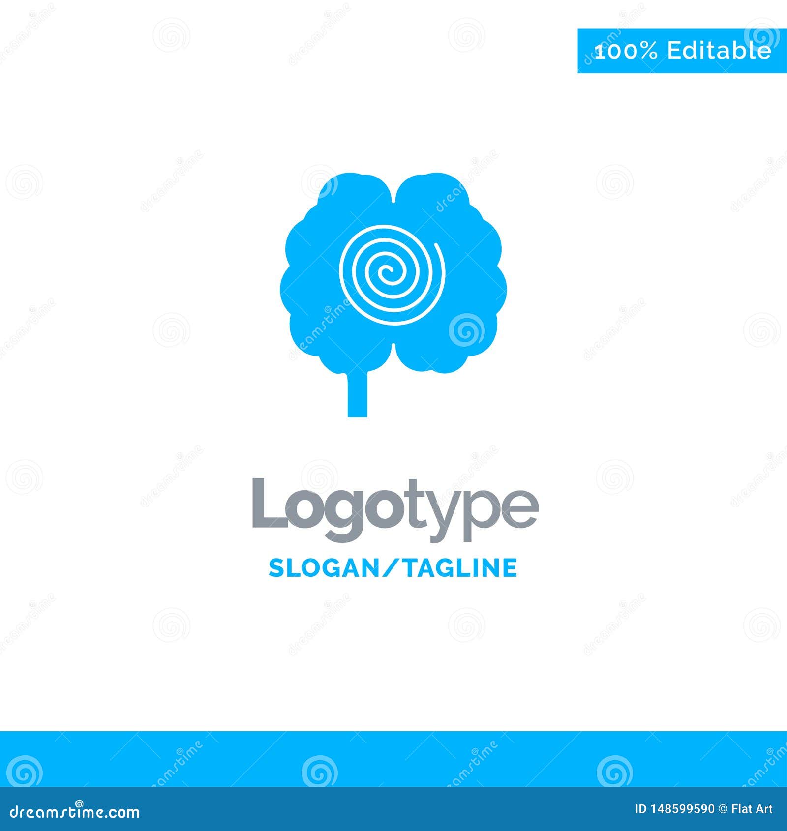 Brain, Head, Hypnosis, Psychology Blue Solid Logo Template. Place for ...