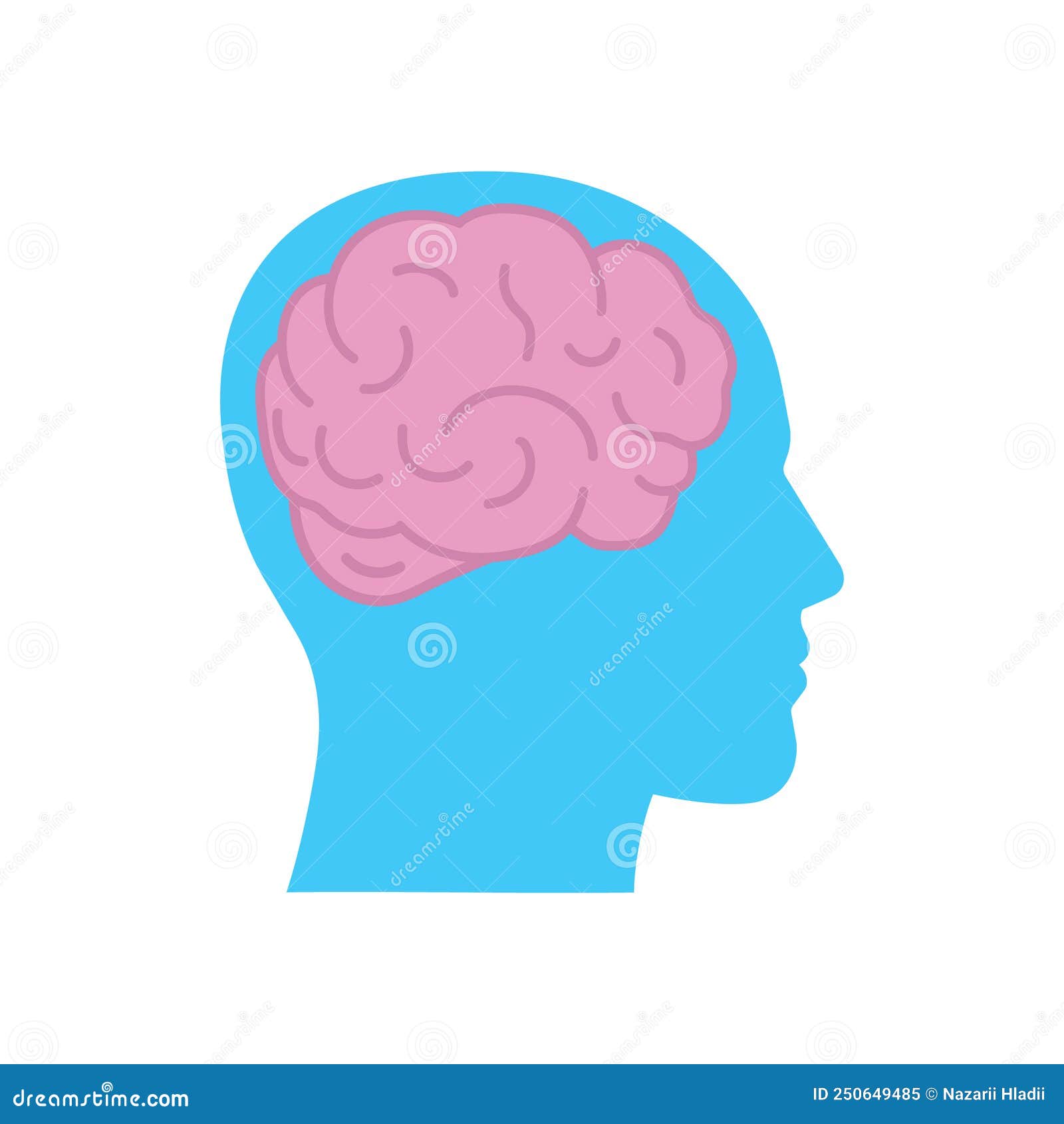 Brain in Head Icon Design in Flat Style. Vector Illustration. Stock ...