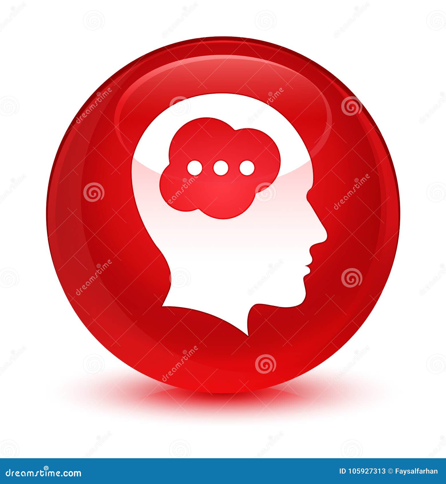 Brain Head Icon Glassy Red Round Button Stock Illustration ...