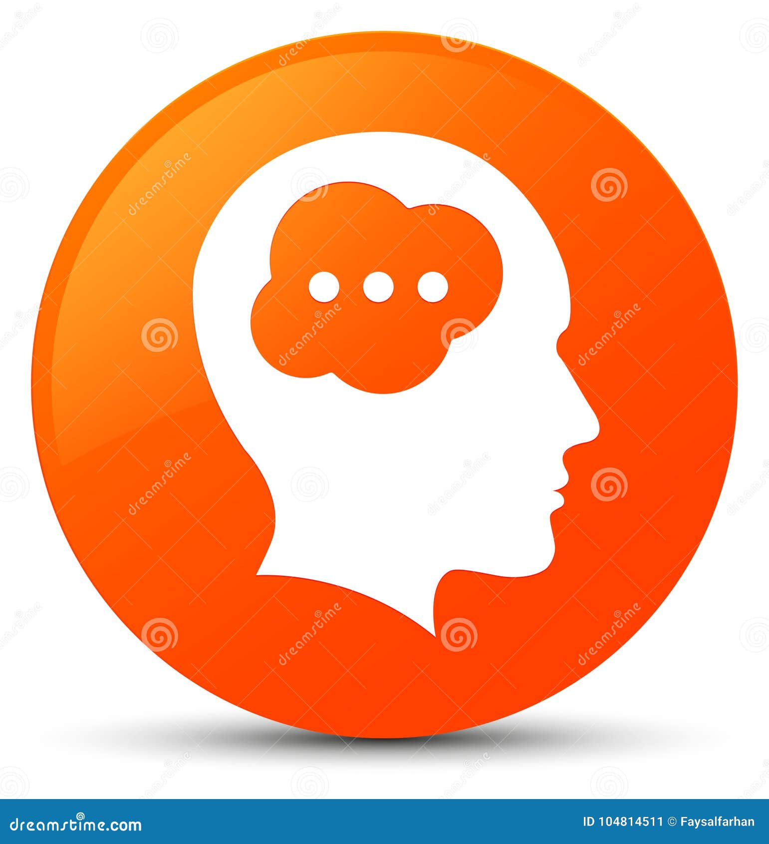 Brain Head Icon Orange Round Button Stock Illustration - Illustration ...