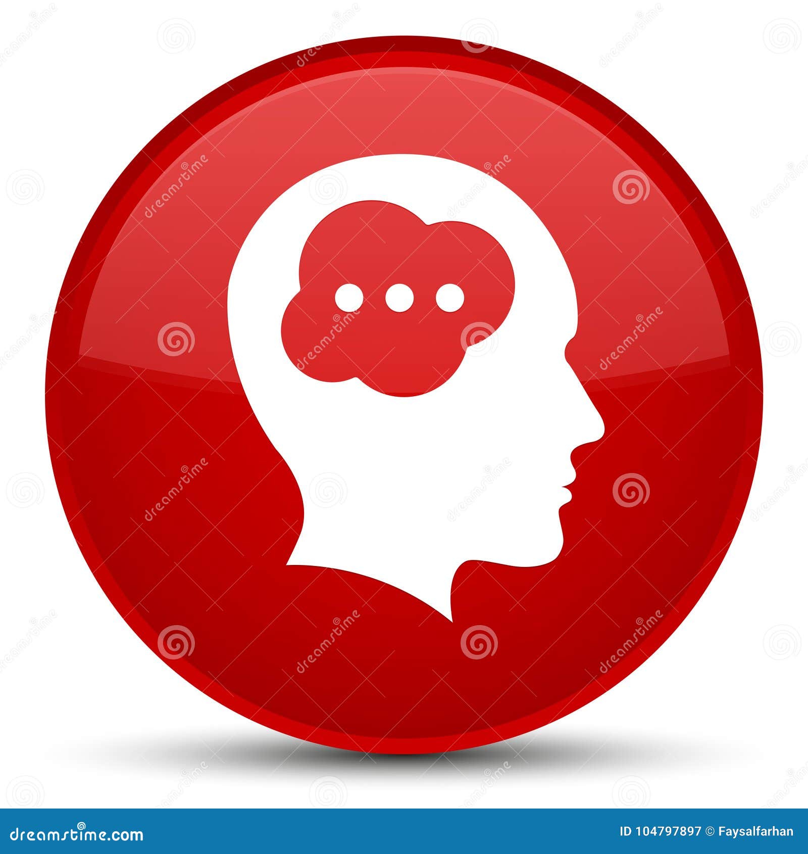 Brain Head Icon Special Red Round Button Stock Illustration ...