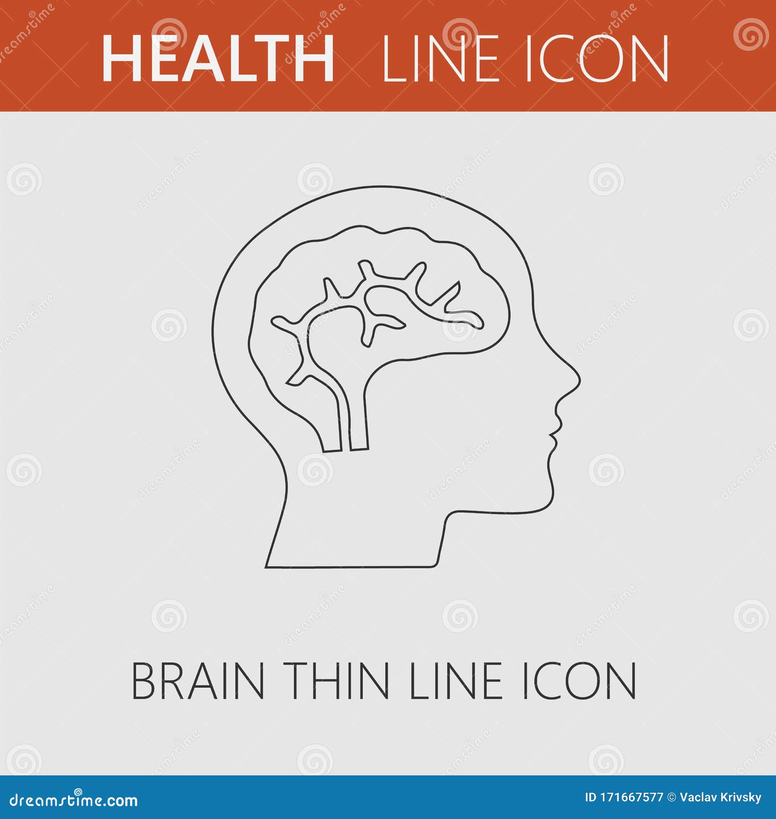 Brain head vector icon. stock vector. Illustration of icon - 171667577