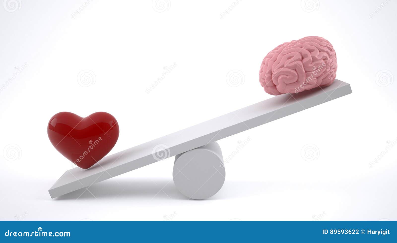 Brain and Heart on a Balance Scale. Stock Illustration - Illustration ...