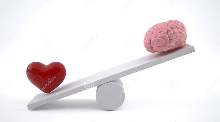 Brain and Heart on a Balance Scale. Stock Illustration - Illustration ...