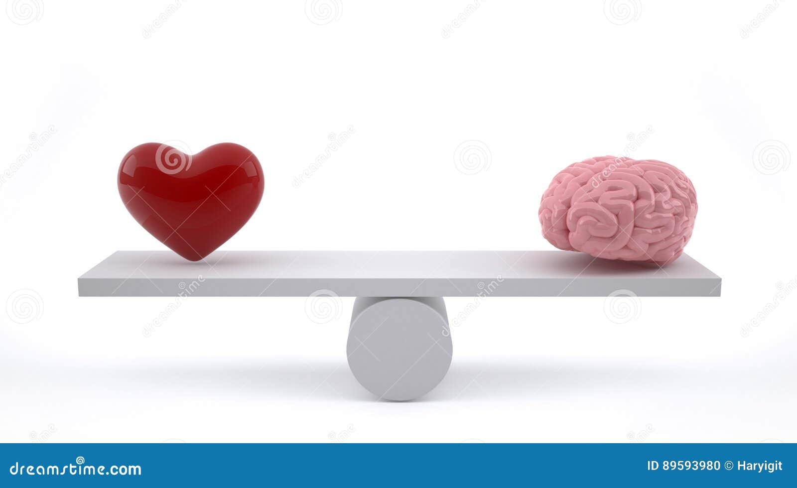 Brain and Heart on a Balance Scale. Stock Illustration - Illustration ...