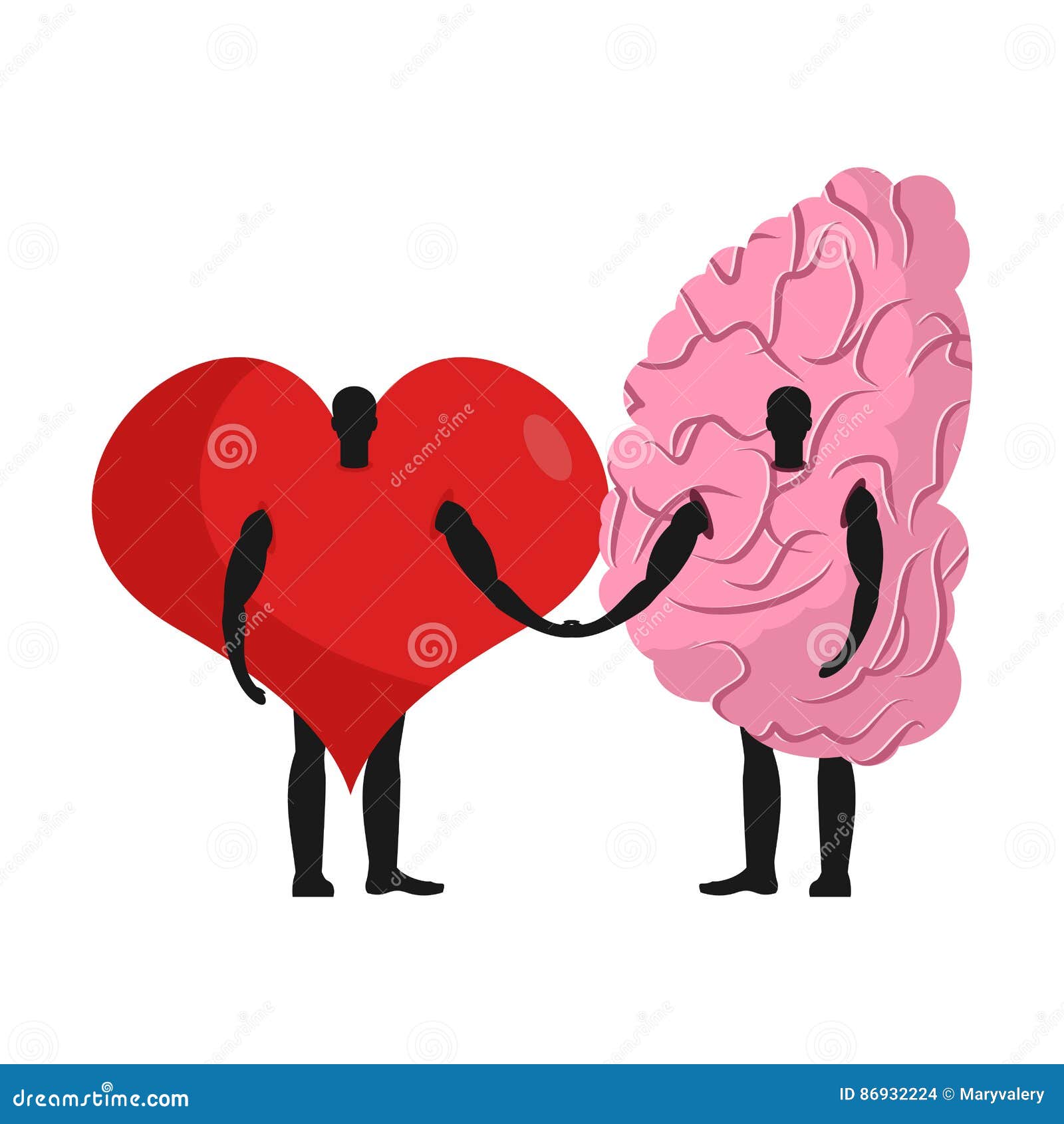 Brain and Heart Friends. Friendship Love and Reason Stock Vector ...