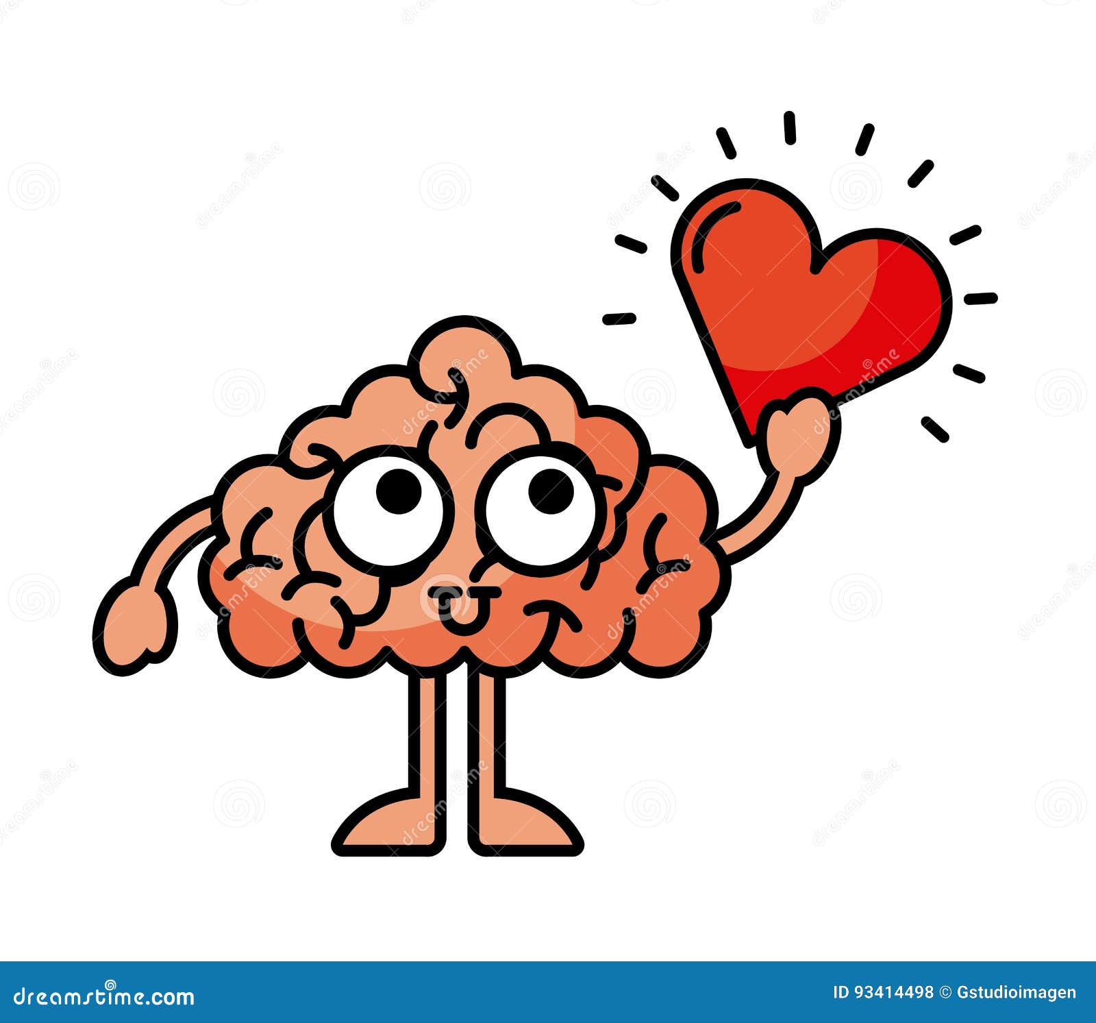 Brain heart illustration stock vector. Illustration of intelligence ...