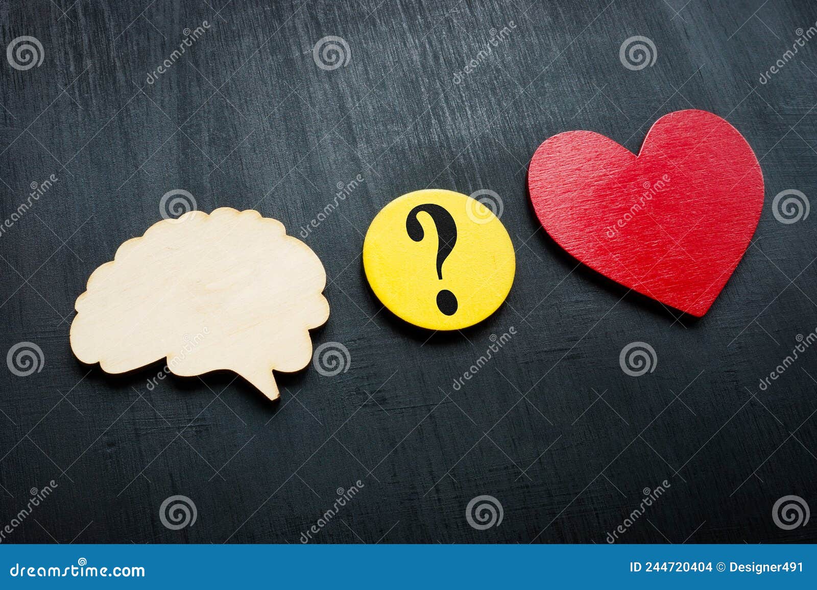 Brain, Heart and Question Mark. Logic or Emotions Concept Stock Photo ...