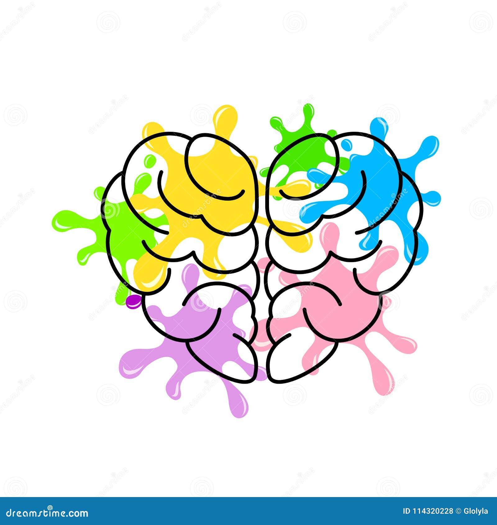 Brain in Heart Shape with Colorful Splash. Stock Vector - Illustration ...