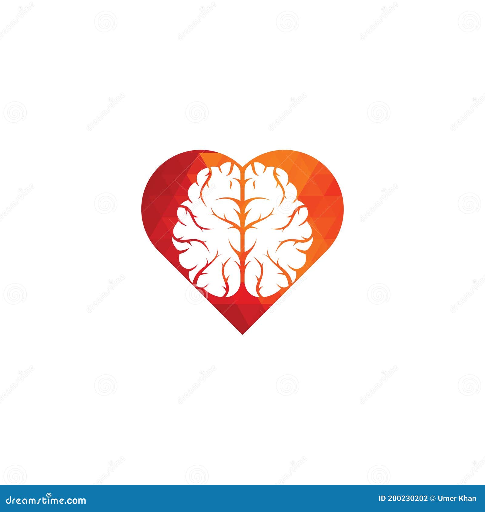 Brain Heart Shape Concept Logo Design. B Stock Vector - Illustration of ...