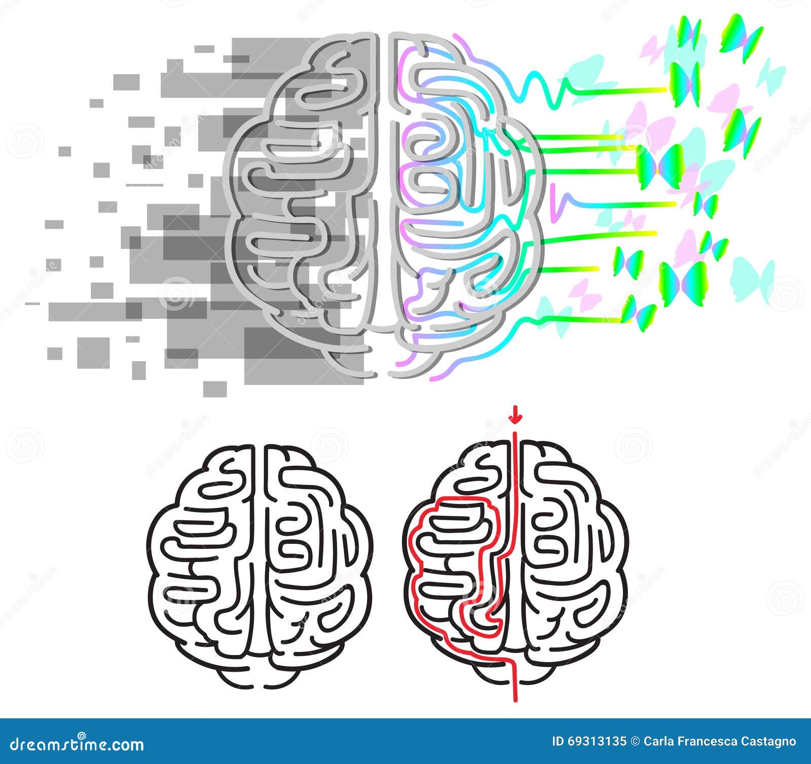 Brain Hemispheres Maze Vector Stock Vector - Illustration of smarts ...