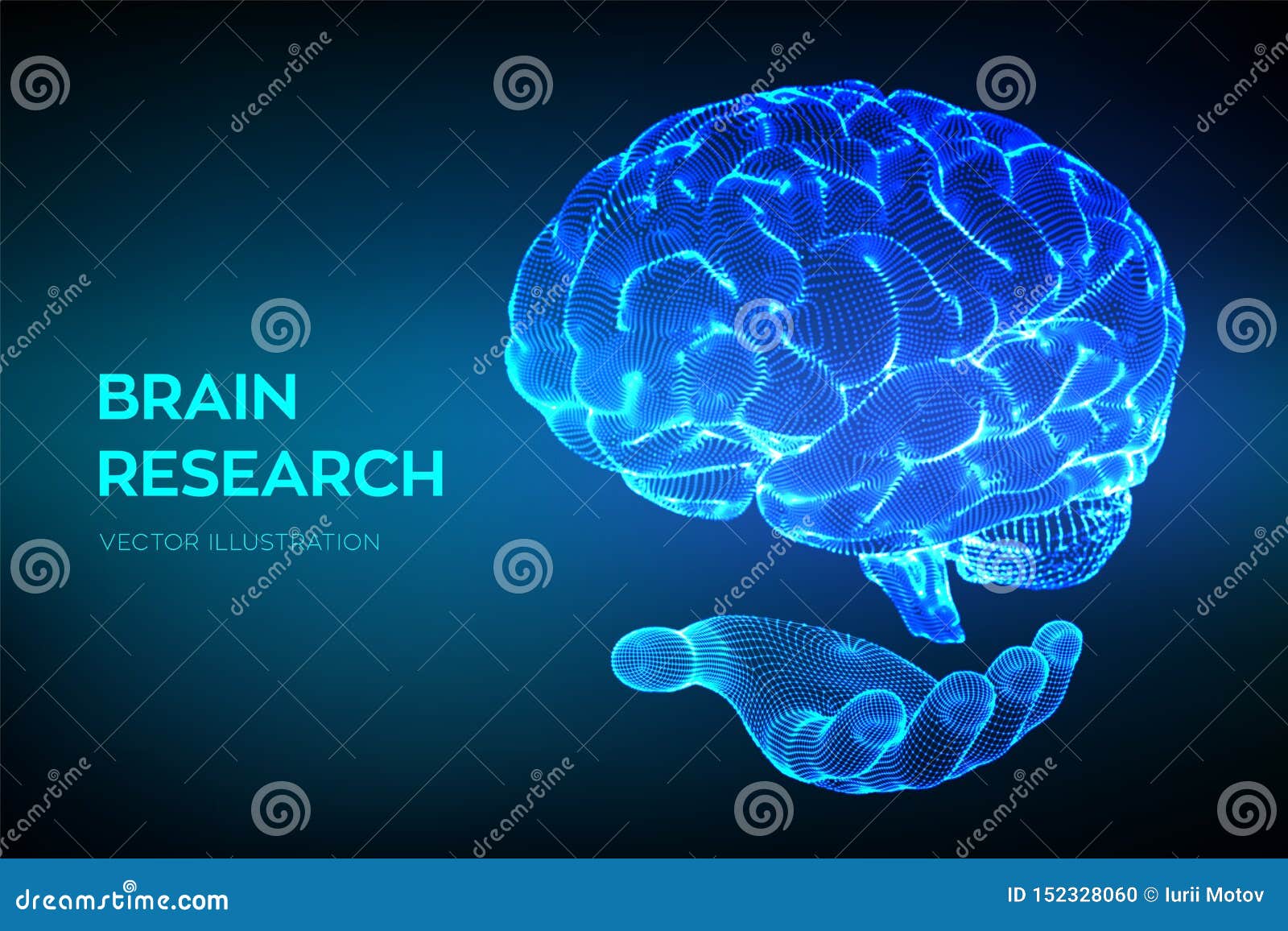 Brain. Human Brain Research. 3D Science and Technology Concept. Neural ...