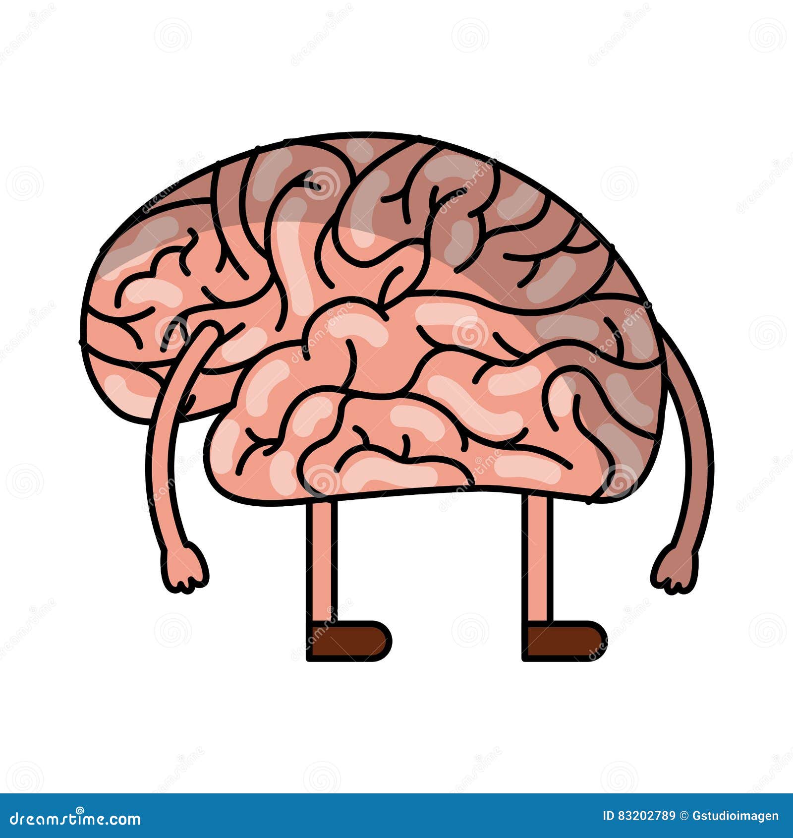 Brain Human Kawaii Character Stock Illustration - Illustration of ...