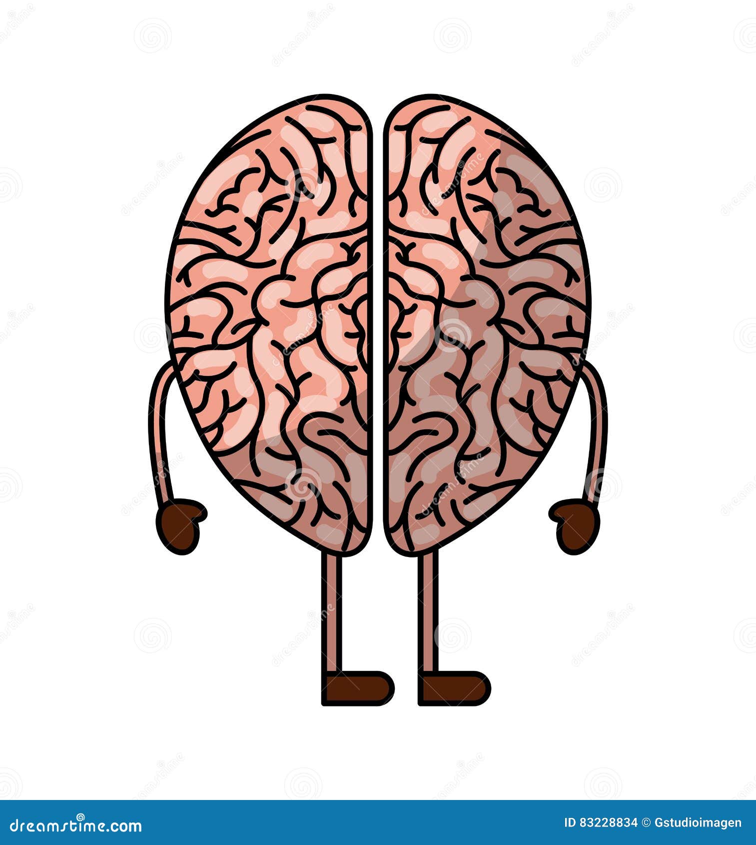 Brain Human Kawaii Character Stock Illustration - Illustration of ...