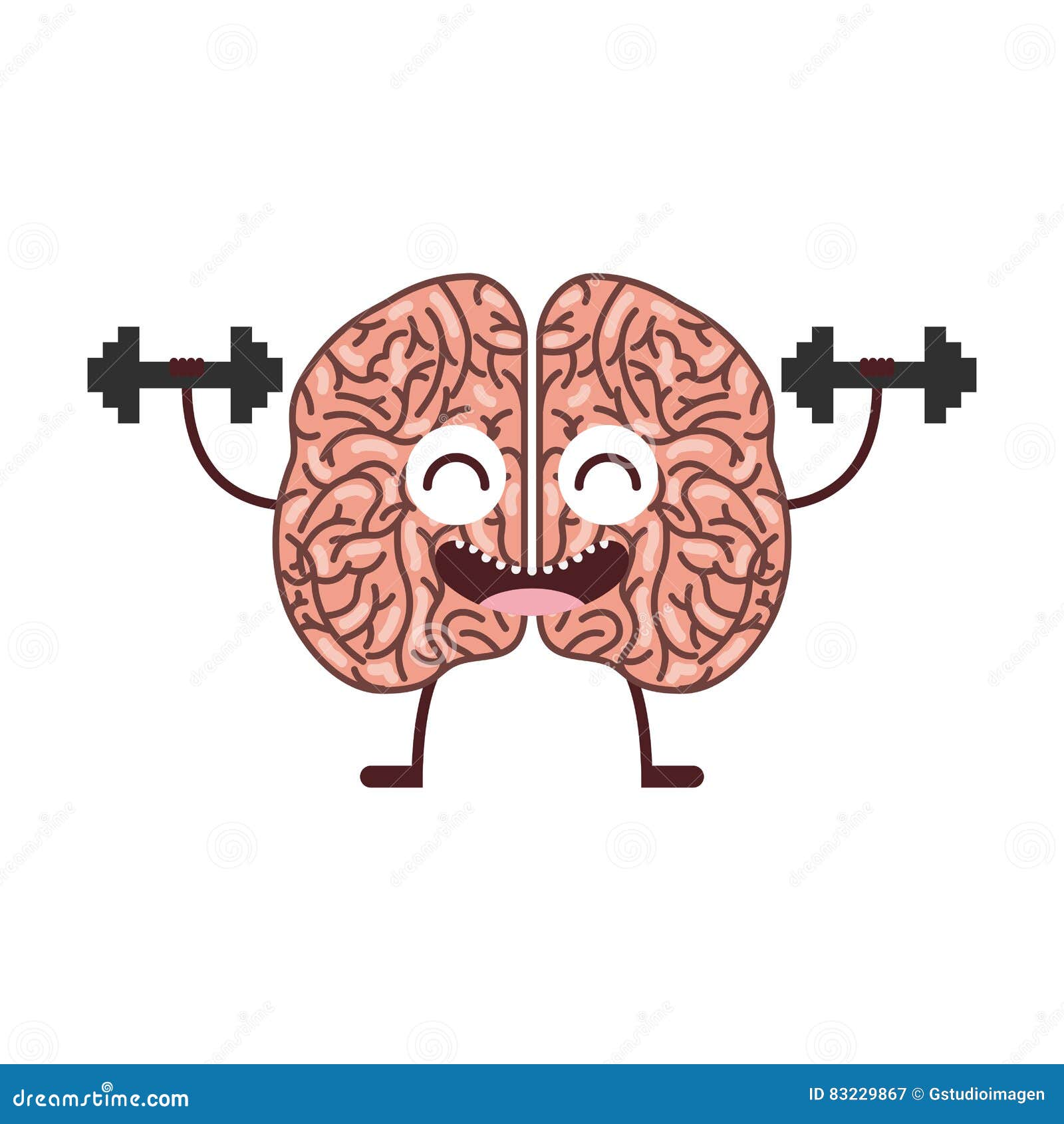 Brain Human Kawaii Character Stock Illustration - Illustration of ...