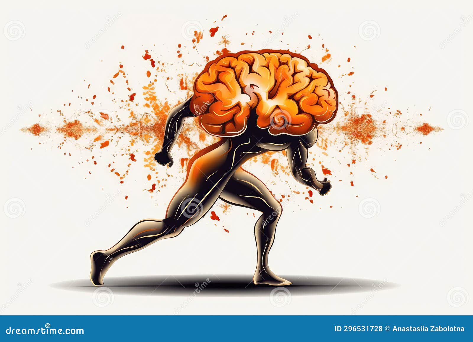 Brain with Human Legs Running on White Background. Generative AI Stock ...
