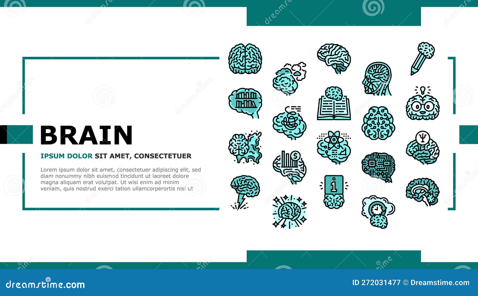 Brain Human Mind Head Idea Landing Header Vector Stock Illustration ...