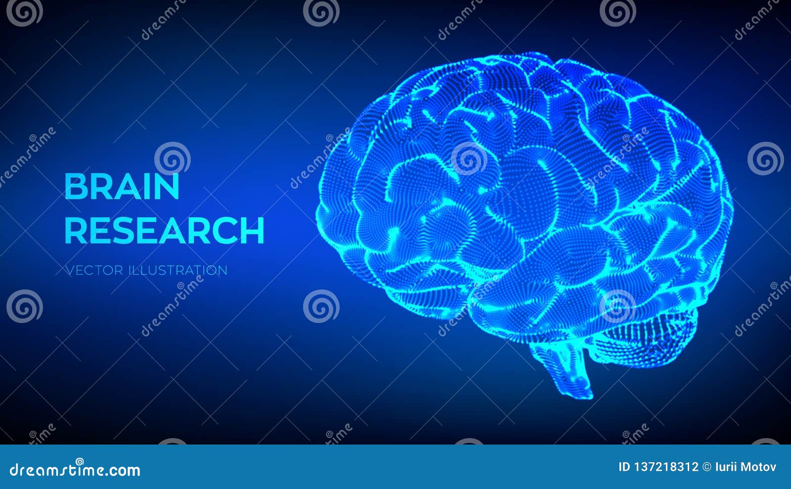 Brain. Human Brain Research. 3D Science and Technology Concept. Neural ...
