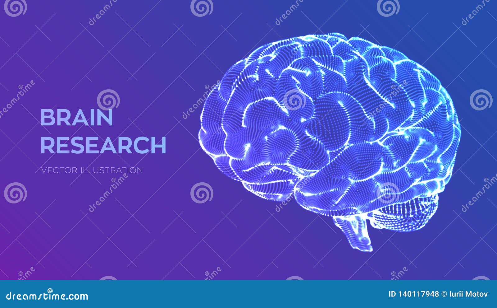 Brain. Human Brain Research. 3D Science and Technology Concept. Neural ...