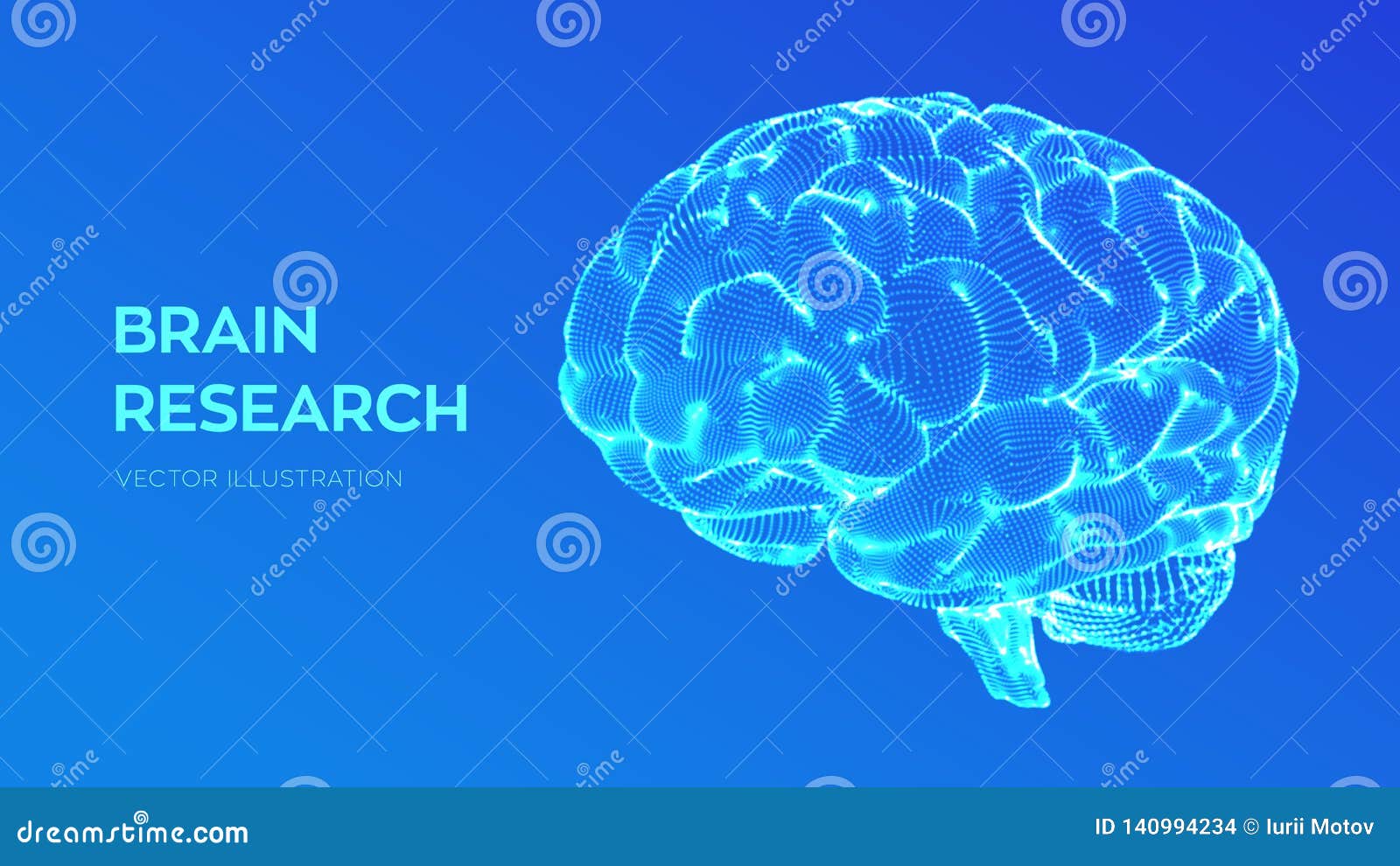 Brain. Human Brain Research. 3D Science and Technology Concept. Neural ...
