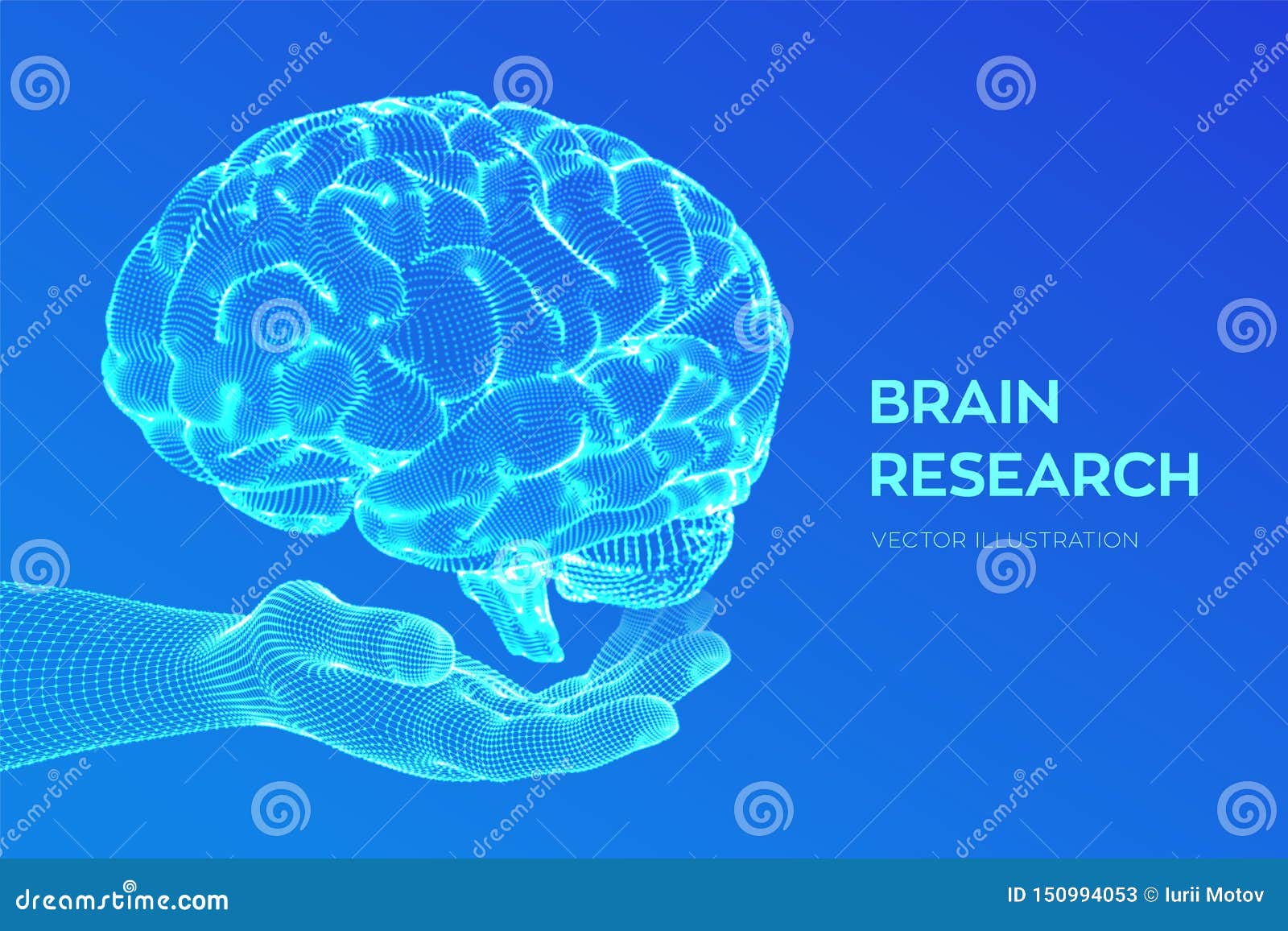Brain. Human Brain Research. 3D Science and Technology Concept. Neural ...