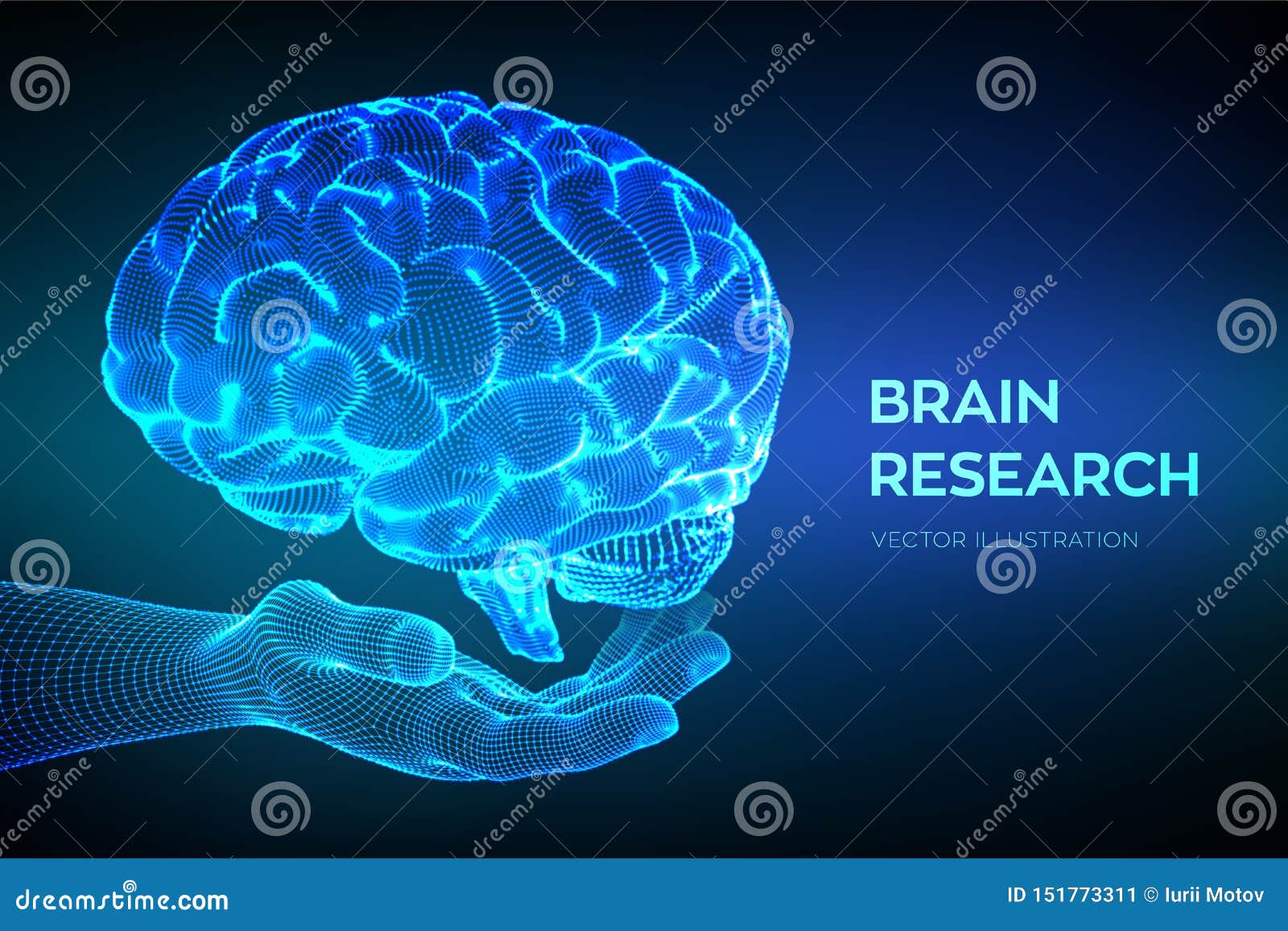 Brain. Human Brain Research. 3D Science and Technology Concept. Neural ...