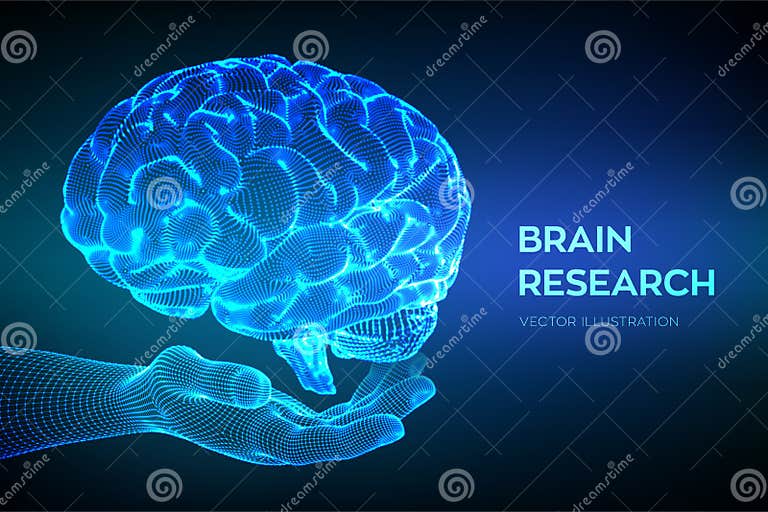 Brain. Human Brain Research. 3D Science and Technology Concept. Neural ...