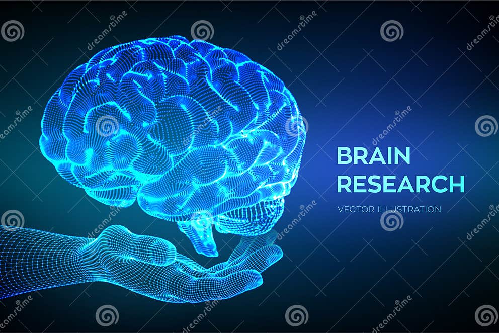 Brain. Human Brain Research. 3D Science and Technology Concept. Neural ...