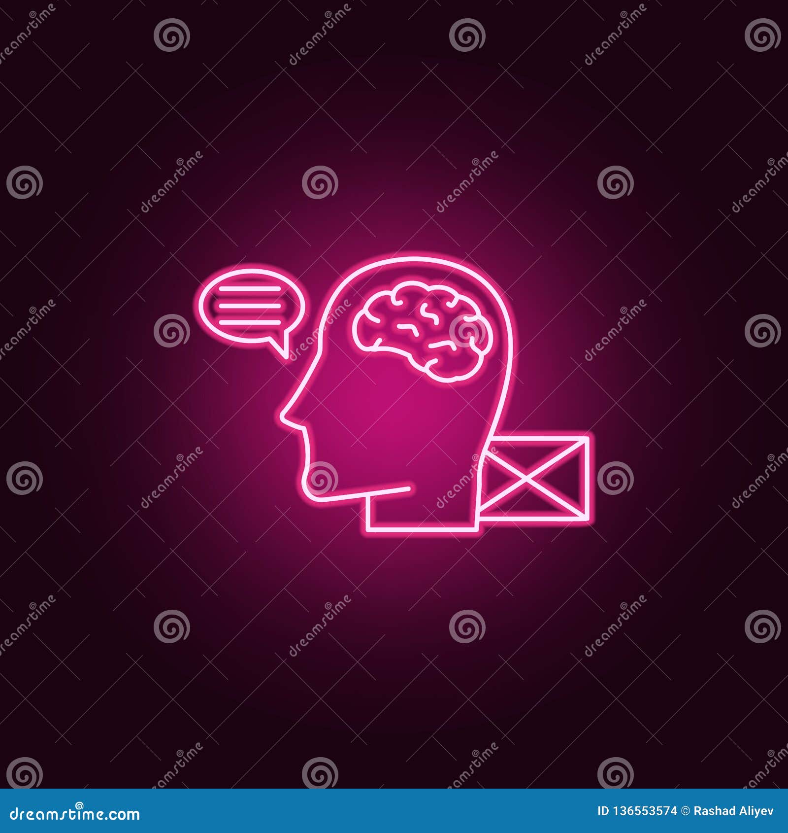 Brain Human Send Message Icon. Elements of Artifical in Neon Style ...