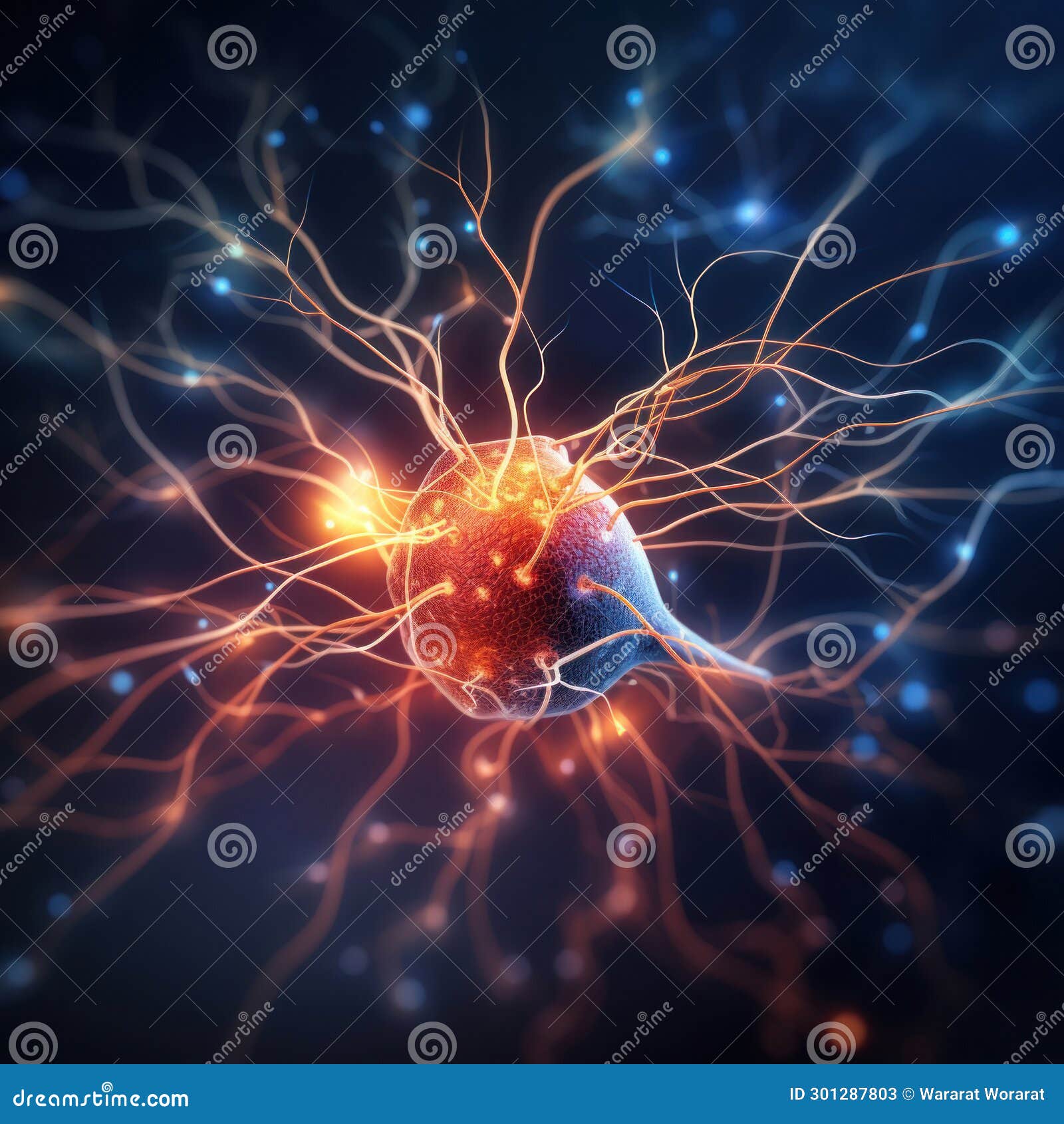 Brain of Human Brain Showing Neurons Firing and Neural Extensions Stock ...