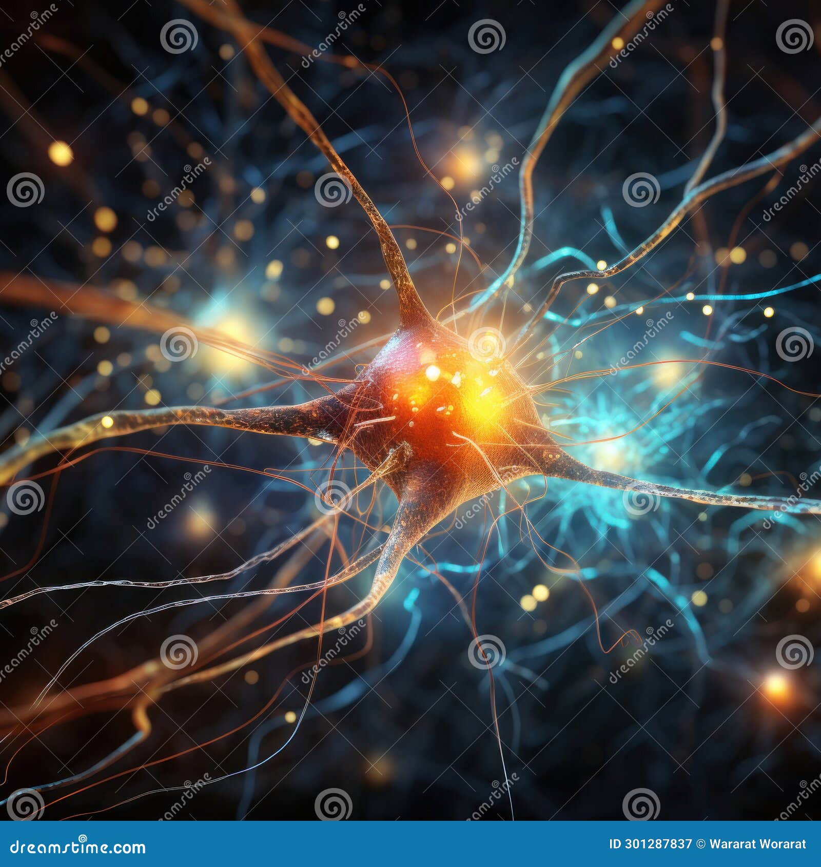 Brain of Human Brain Showing Neurons Firing and Neural Extensions Stock ...