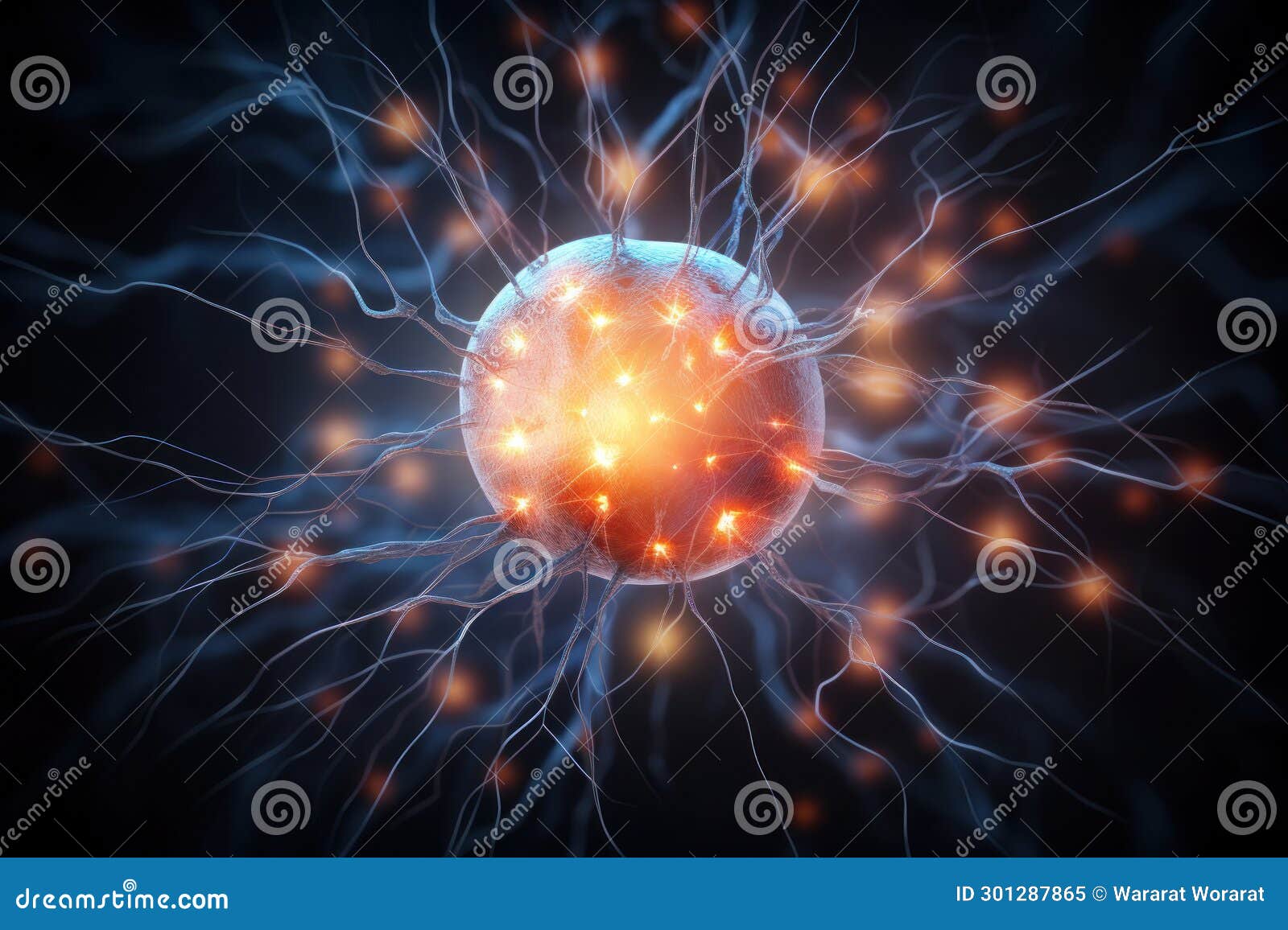 Brain of Human Brain Showing Neurons Firing and Neural Extensions Stock ...